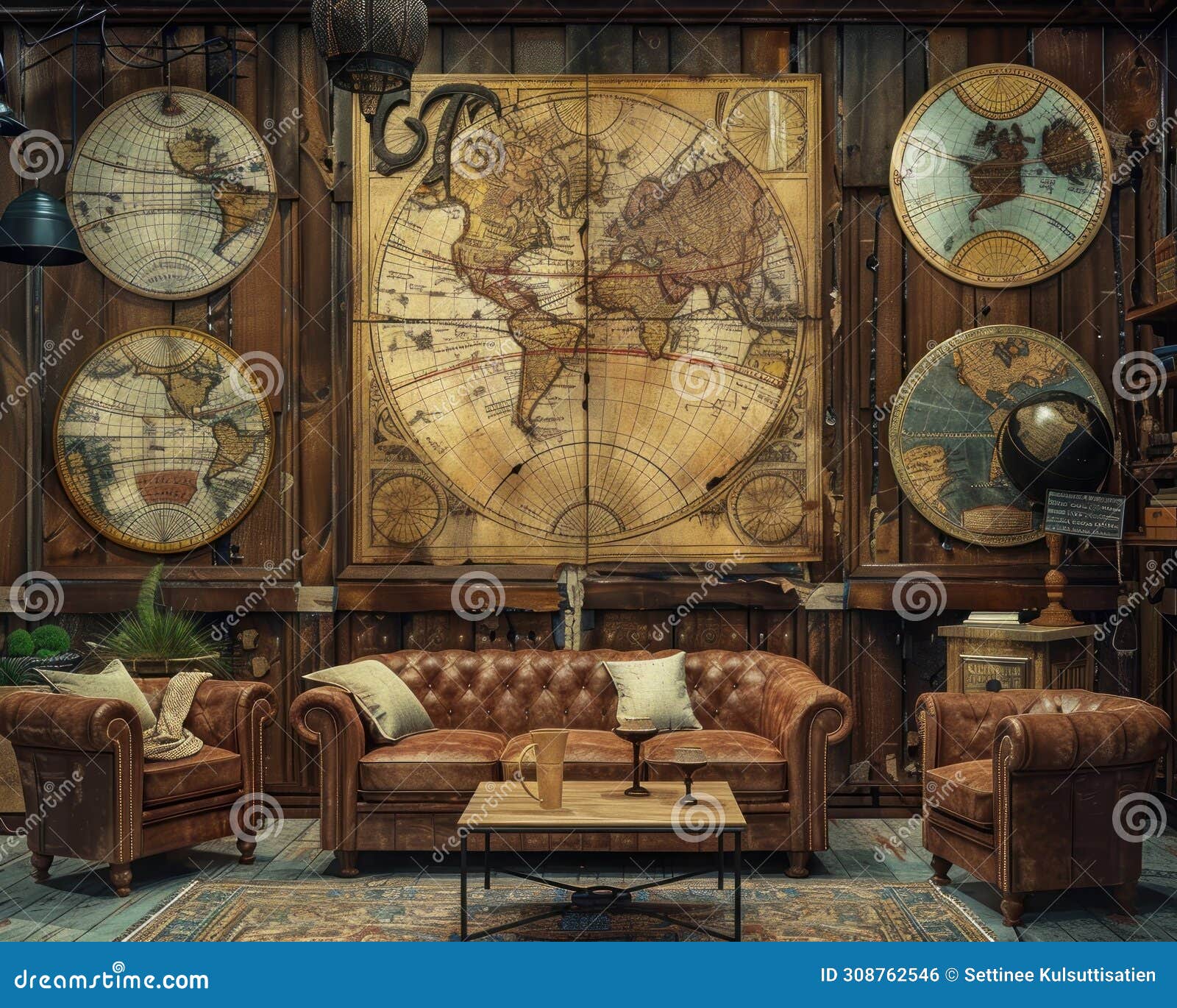 Vintage Map Collection Exploration 70s Themed Room with Ancient Maps ...