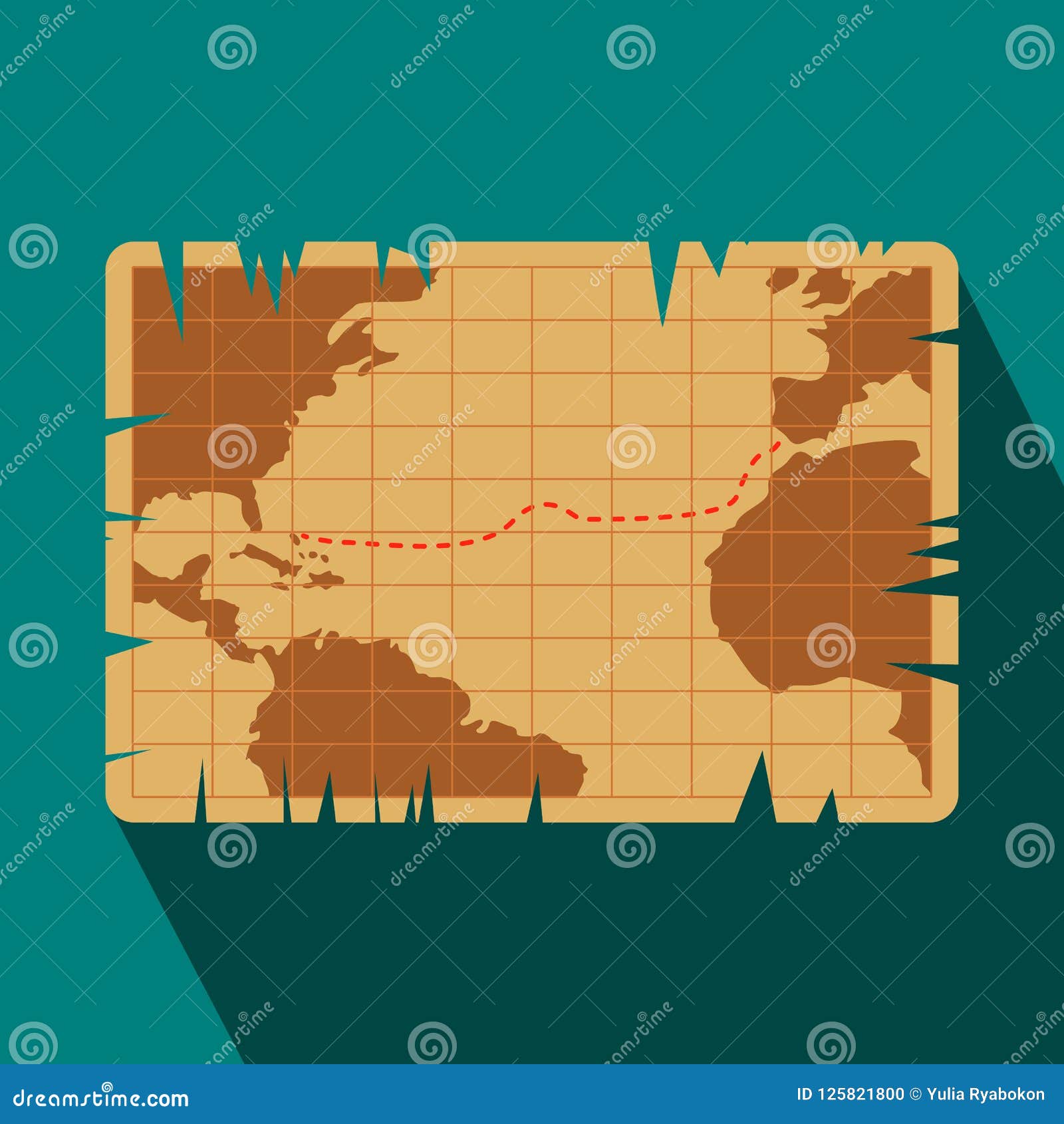 Vintage map flat icon stock illustration. Illustration of north - 125821800