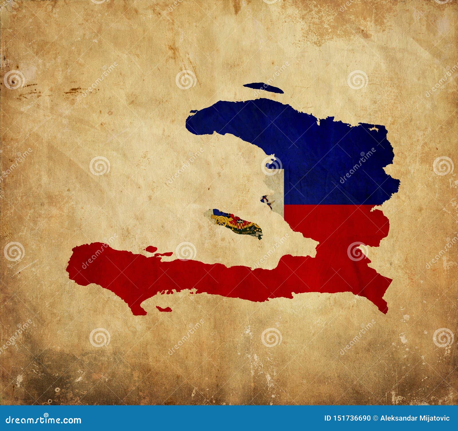 Vintage Map of Haiti on Grunge Paper Stock Photo - Image of color ...