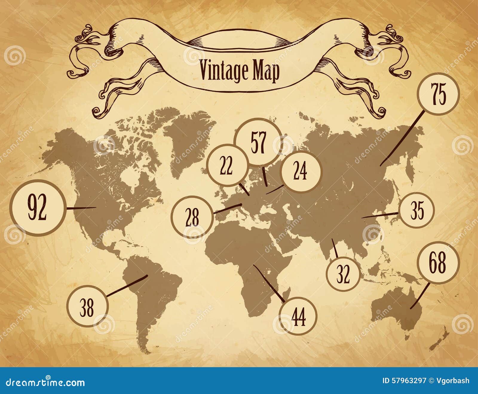 Vintage Map for Infographics Stock Vector - Illustration of america ...