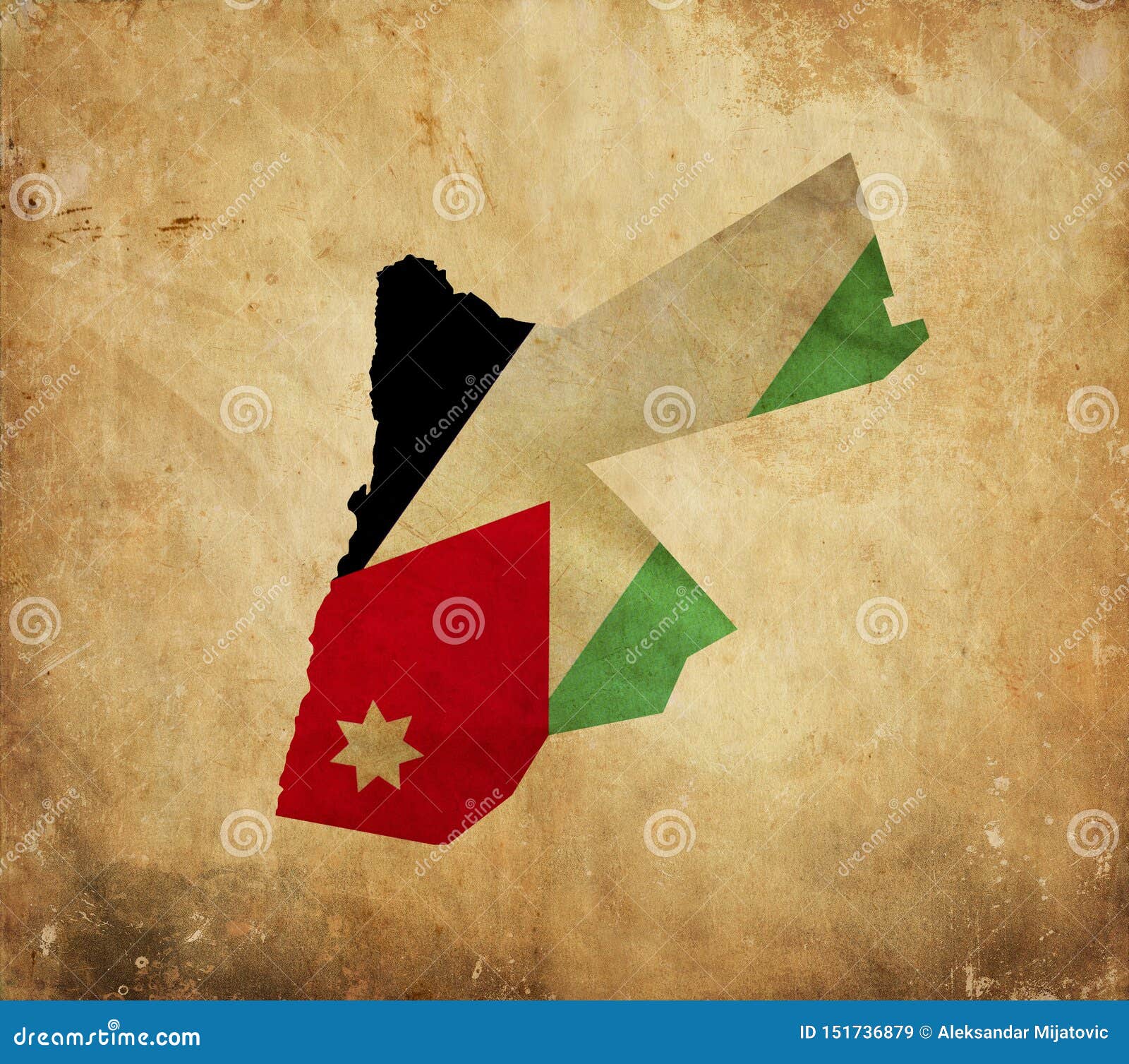 Vintage Map of Jordan on Grunge Paper Stock Illustration - Illustration ...