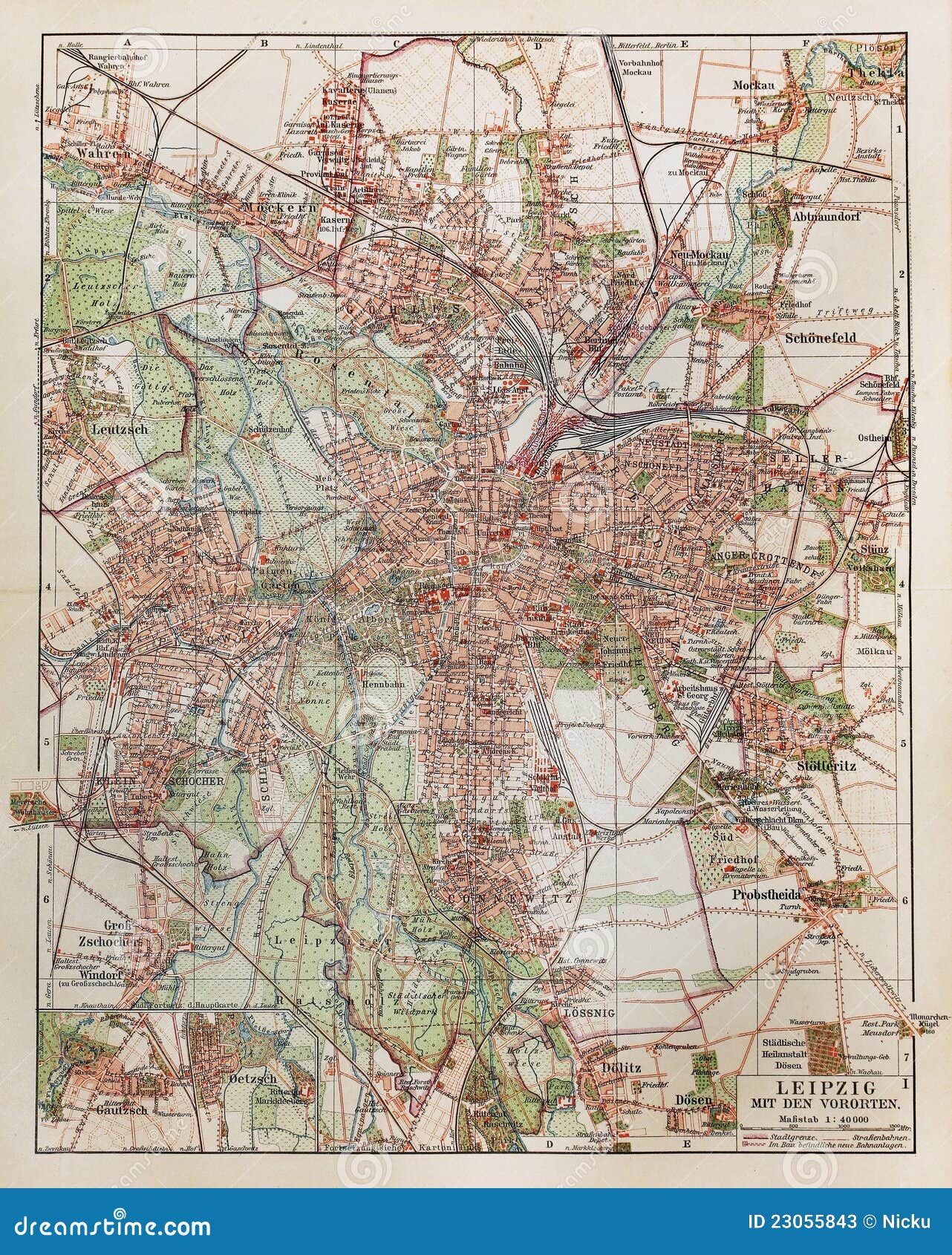 Vintage map of Leipzig stock image. Image of leipzig - 23055843