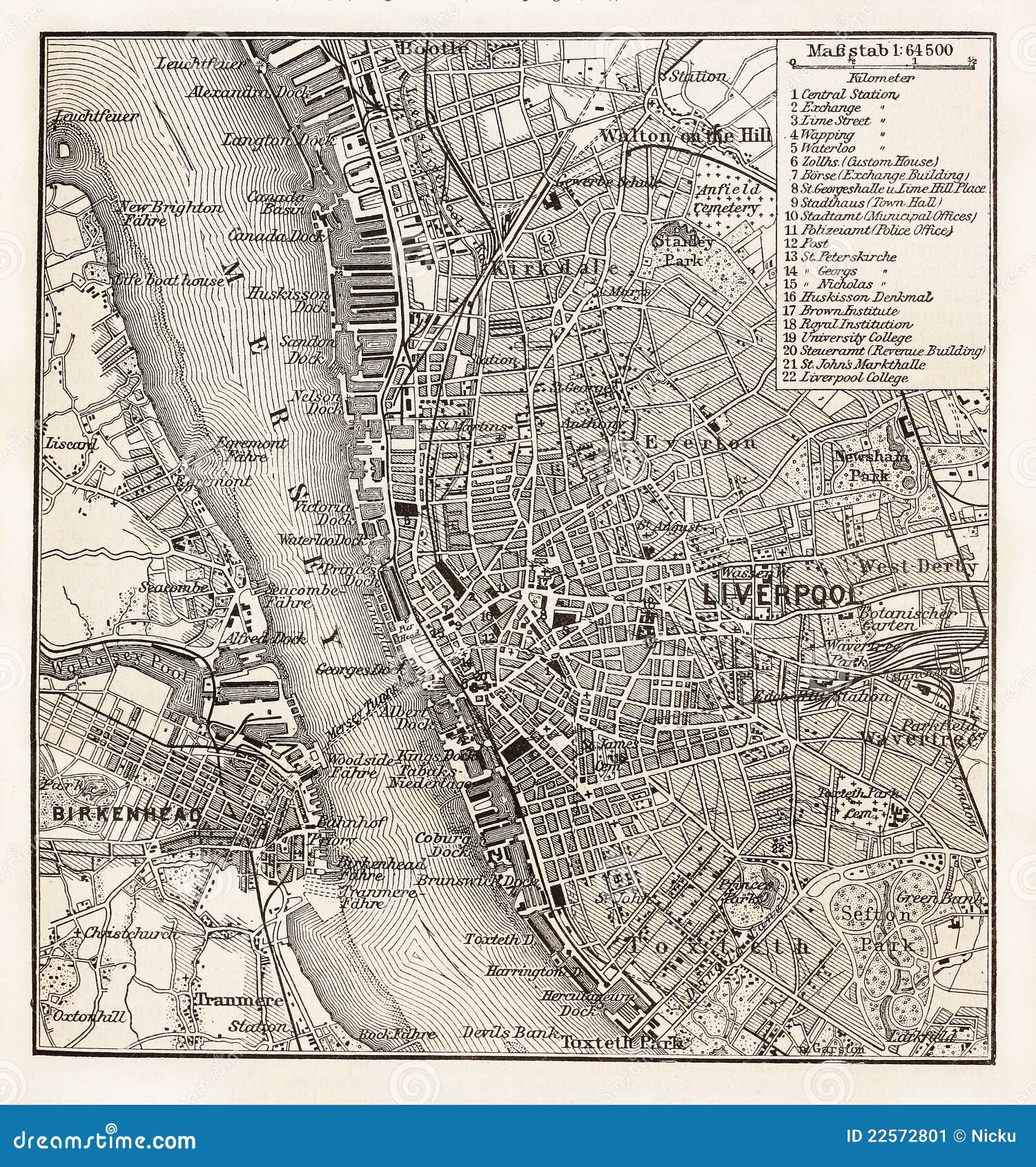Vintage map of Liverpool stock image. Image of unique - 22572801