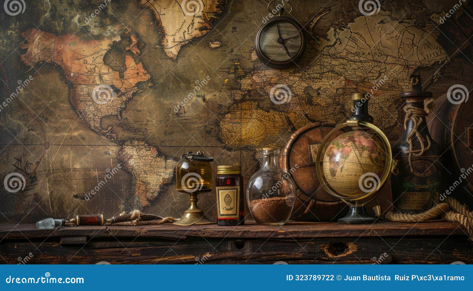 Vintage Map and Nautical Artifacts Stock Photo - Image of colourful ...