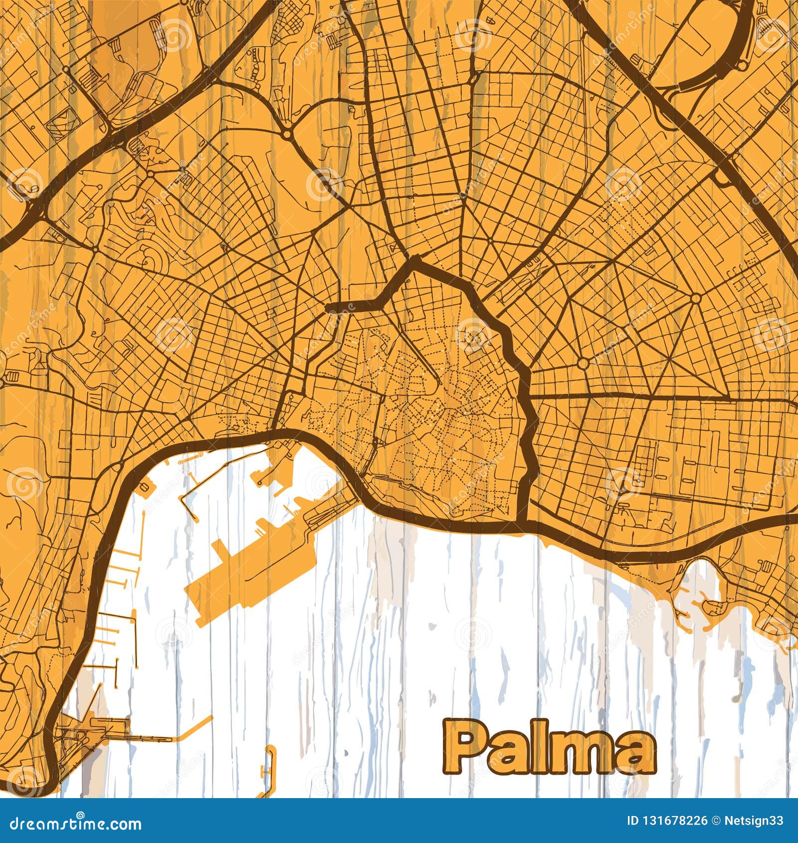 Vintage map of Palma stock vector. Illustration of europe - 131678226