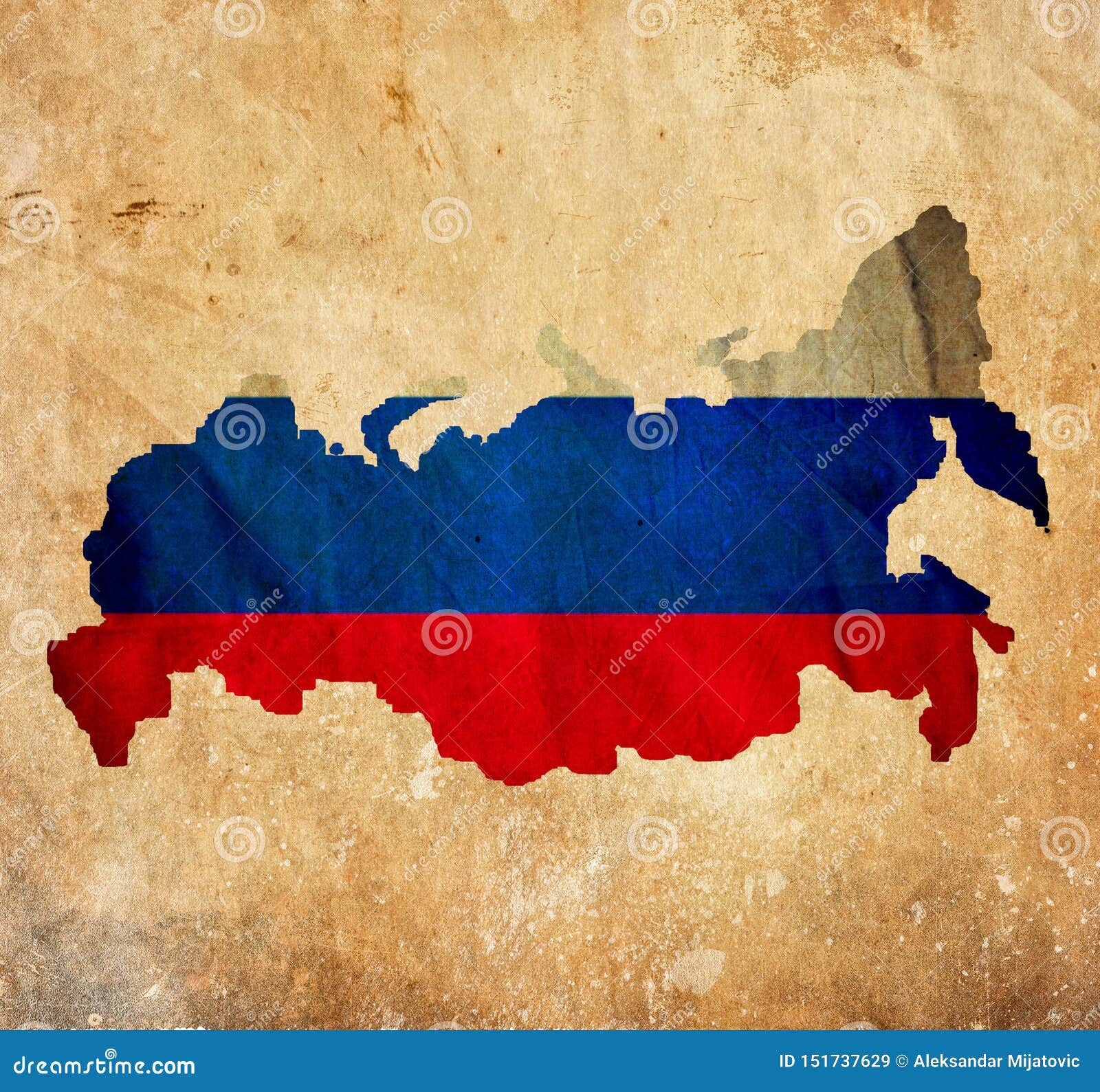 Vintage Map of Russia on Grunge Paper Stock Image - Image of ...
