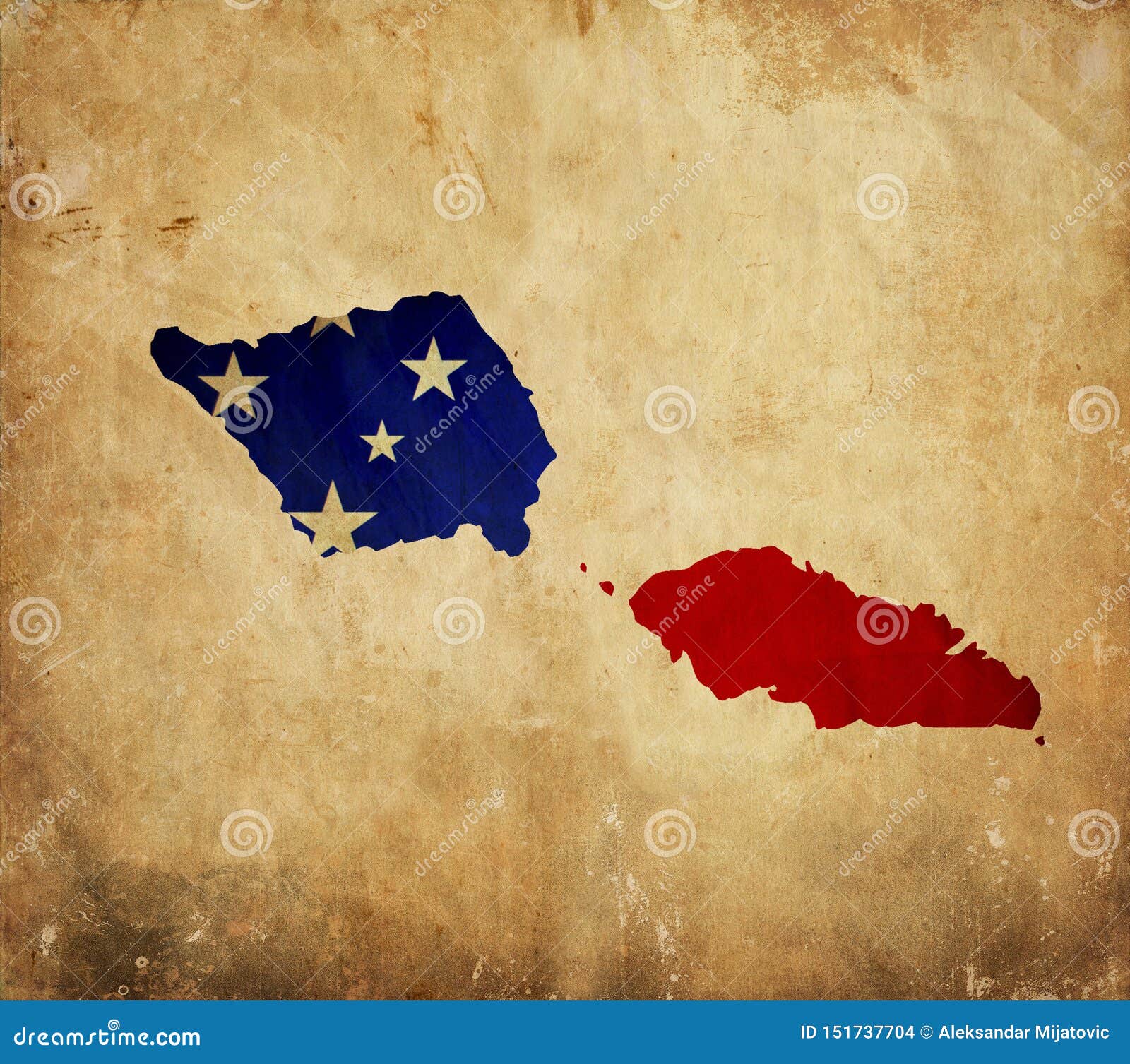 Vintage Map of Samoa on Grunge Paper Stock Photo - Image of glossy ...