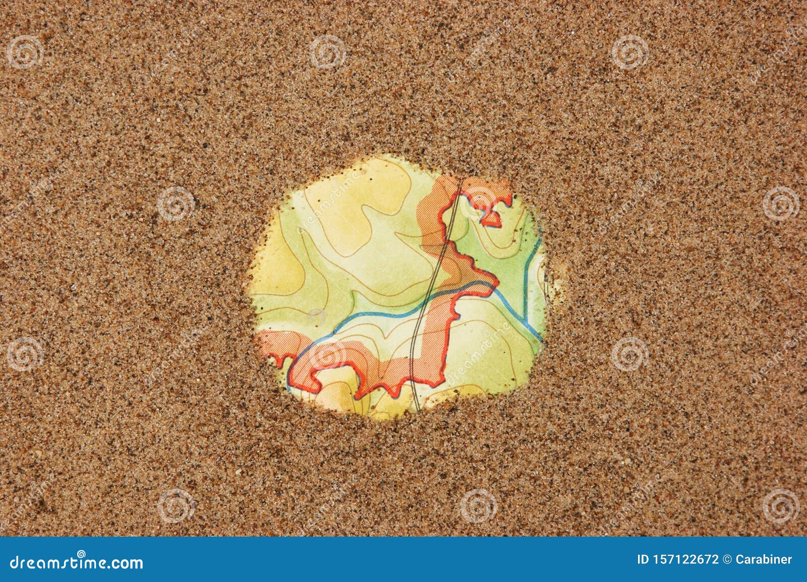 Vintage map in the sand stock photo. Image of sign, longitude - 157122672