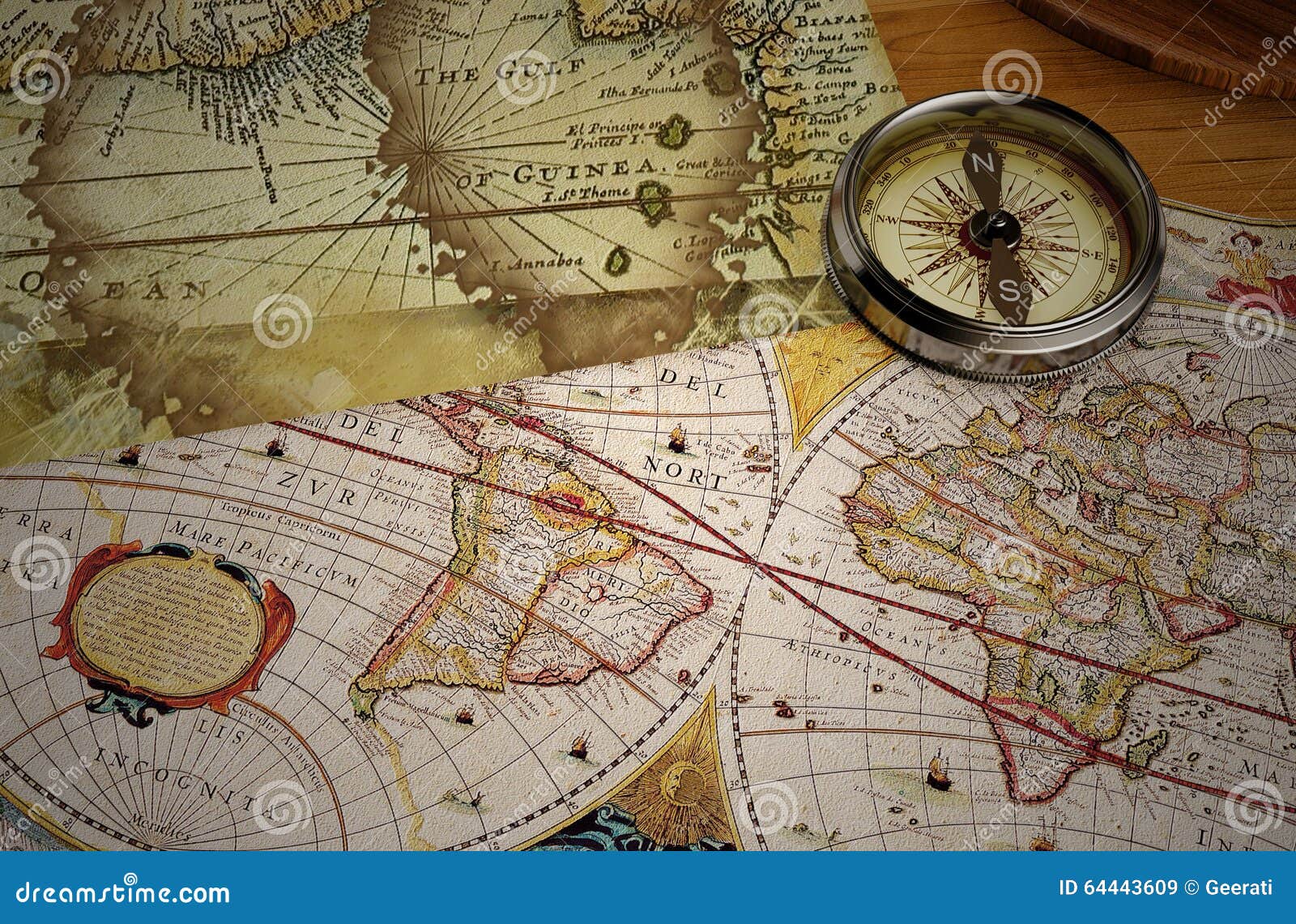 Vintage Map and Vintage Compass Stock Image - Image of traveler ...