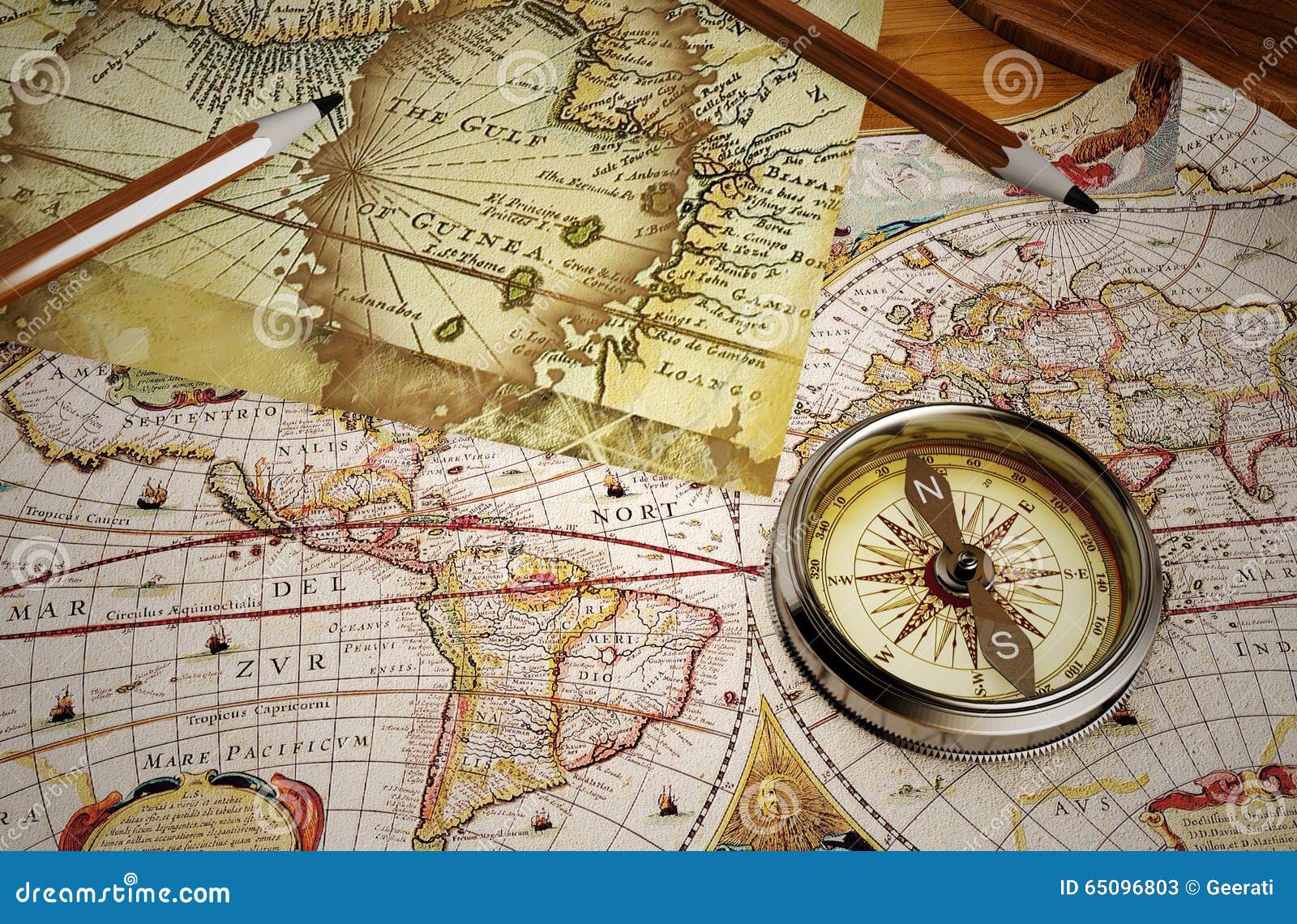 Vintage Map and Vintage Compass Stock Image - Image of exploring ...