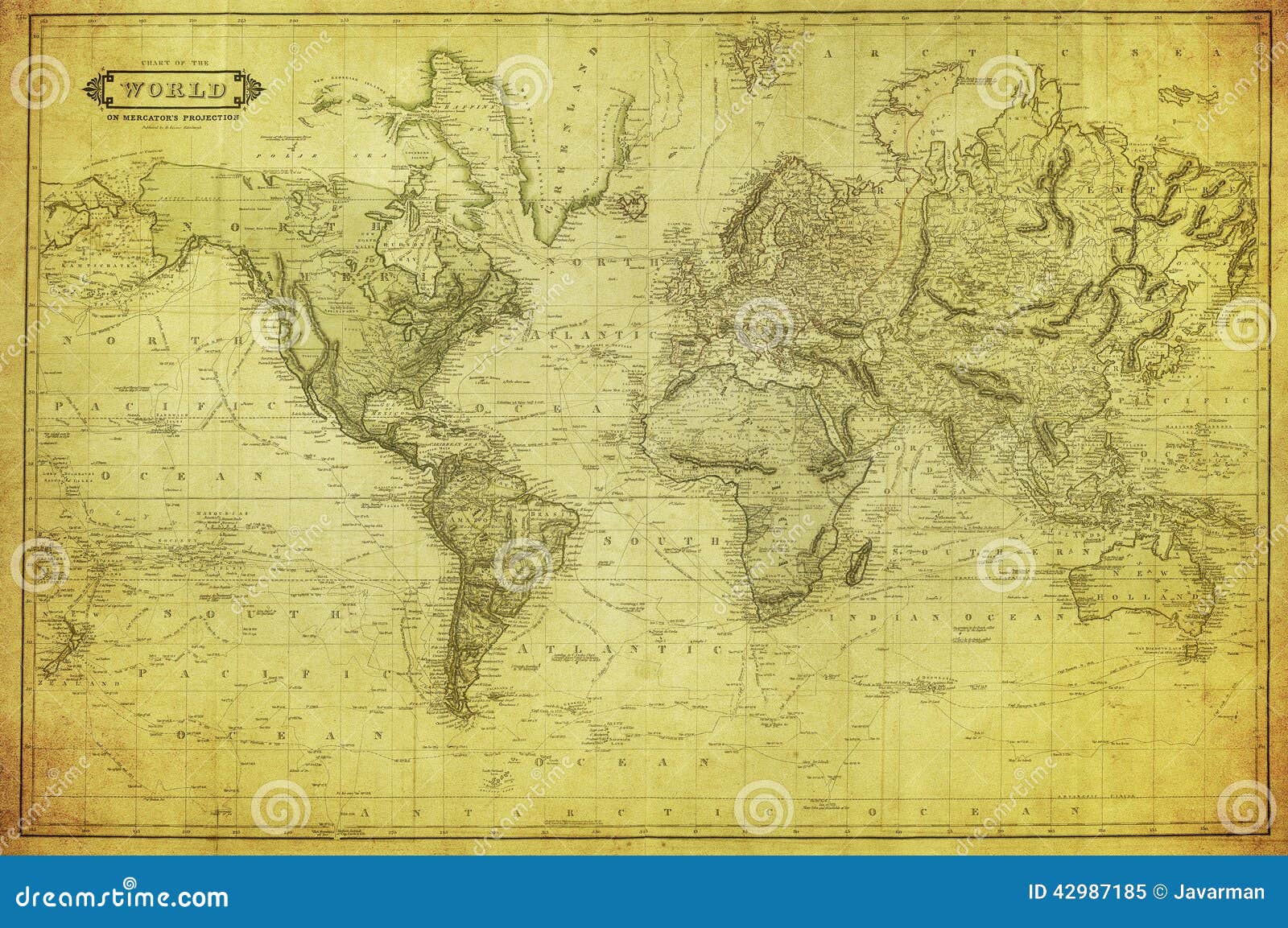 Vintage Map of the World 1831 Stock Image - Image of historical, global ...