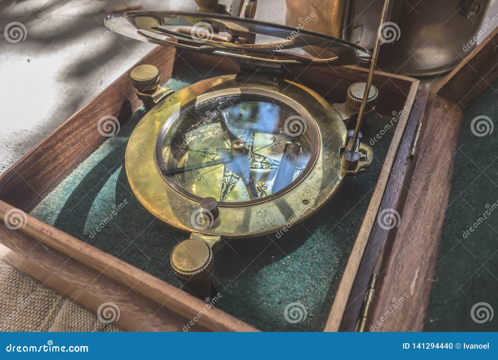 Vintage Marine Navigational Compass Outdoors Stock Photo - Image of ...