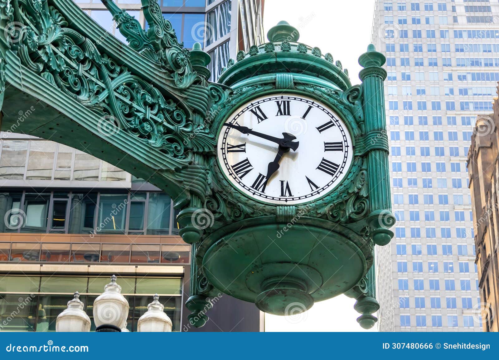 Vintage Marshall Field S Clock in Downtown Chicago Stock Photo - Image ...