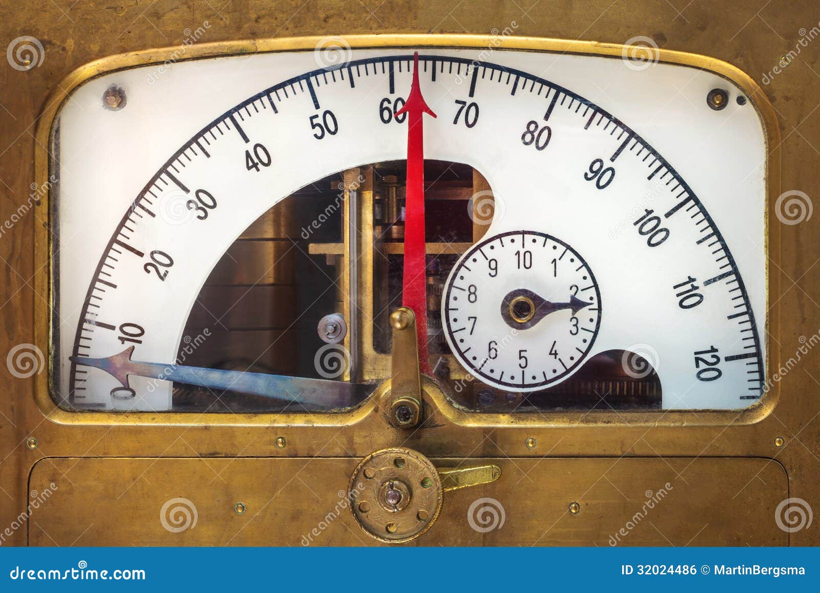 Vintage Measurement Instrument with a Red Needle Indicator Stock Photo ...