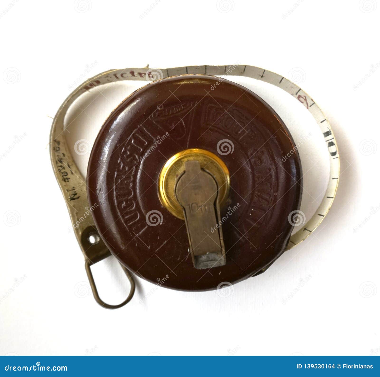 Vintage Measuring Tape on a Leather Case. Stock Photo - Image of scale ...