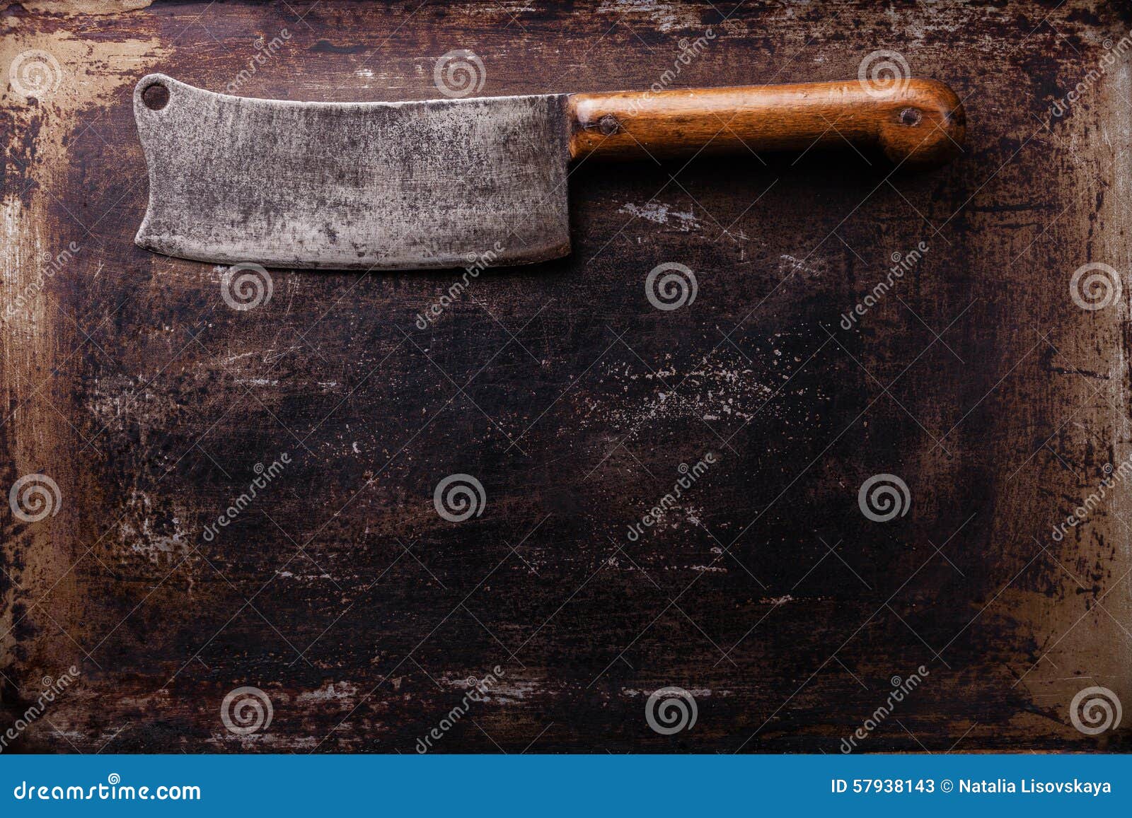 Vintage Meat Cleaver On Black Background Stock Image - Image of knife ...
