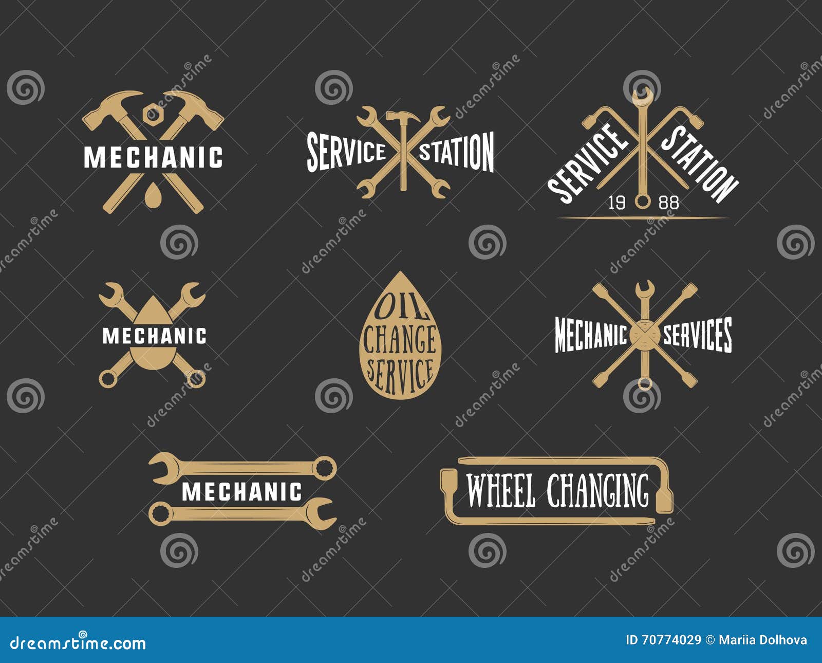 Vintage Mechanic Label, Emblem and Logo Stock Vector - Illustration of ...