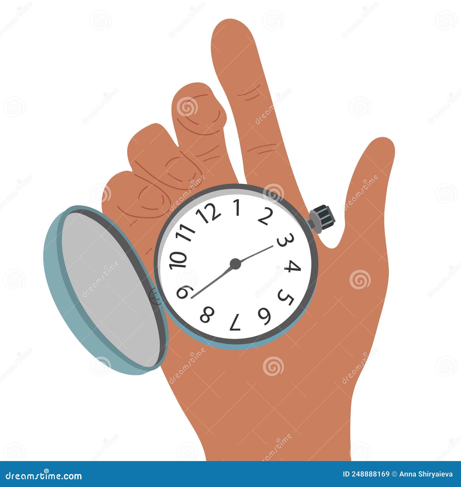 Vintage Mechanical Clock in a Man S Hand. Vector Illustration. Stock ...