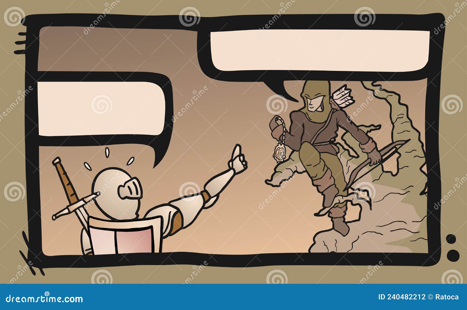 Vintage medieval comic stock vector. Illustration of legend - 240482212