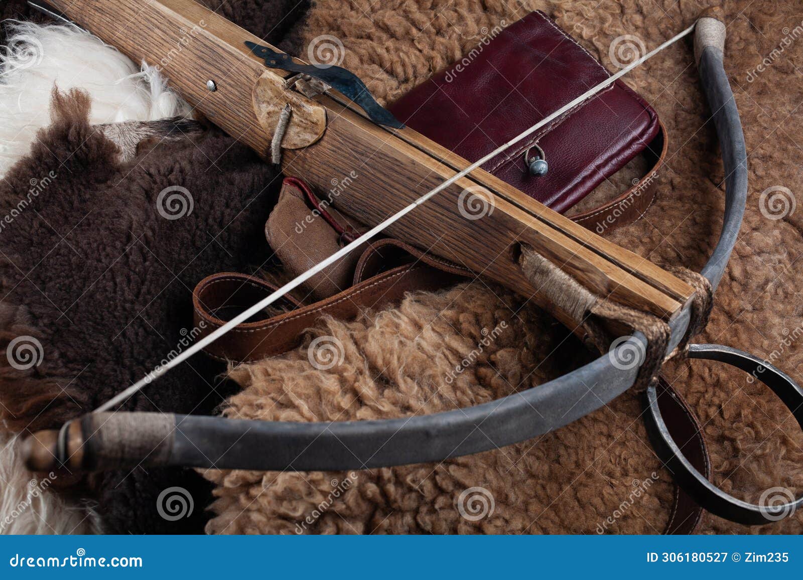Vintage Medieval Crossbow on Sheep Fur Stock Image - Image of military ...