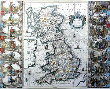 Vintage Medieval Map of Great Britain 1676 Editorial Image - Image of ...