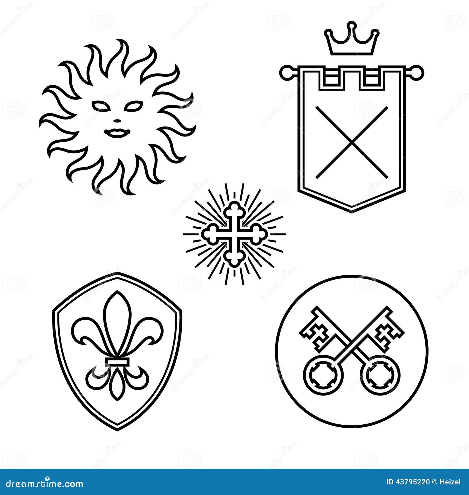 Vintage medieval symbols stock vector. Illustration of fleur - 43795220