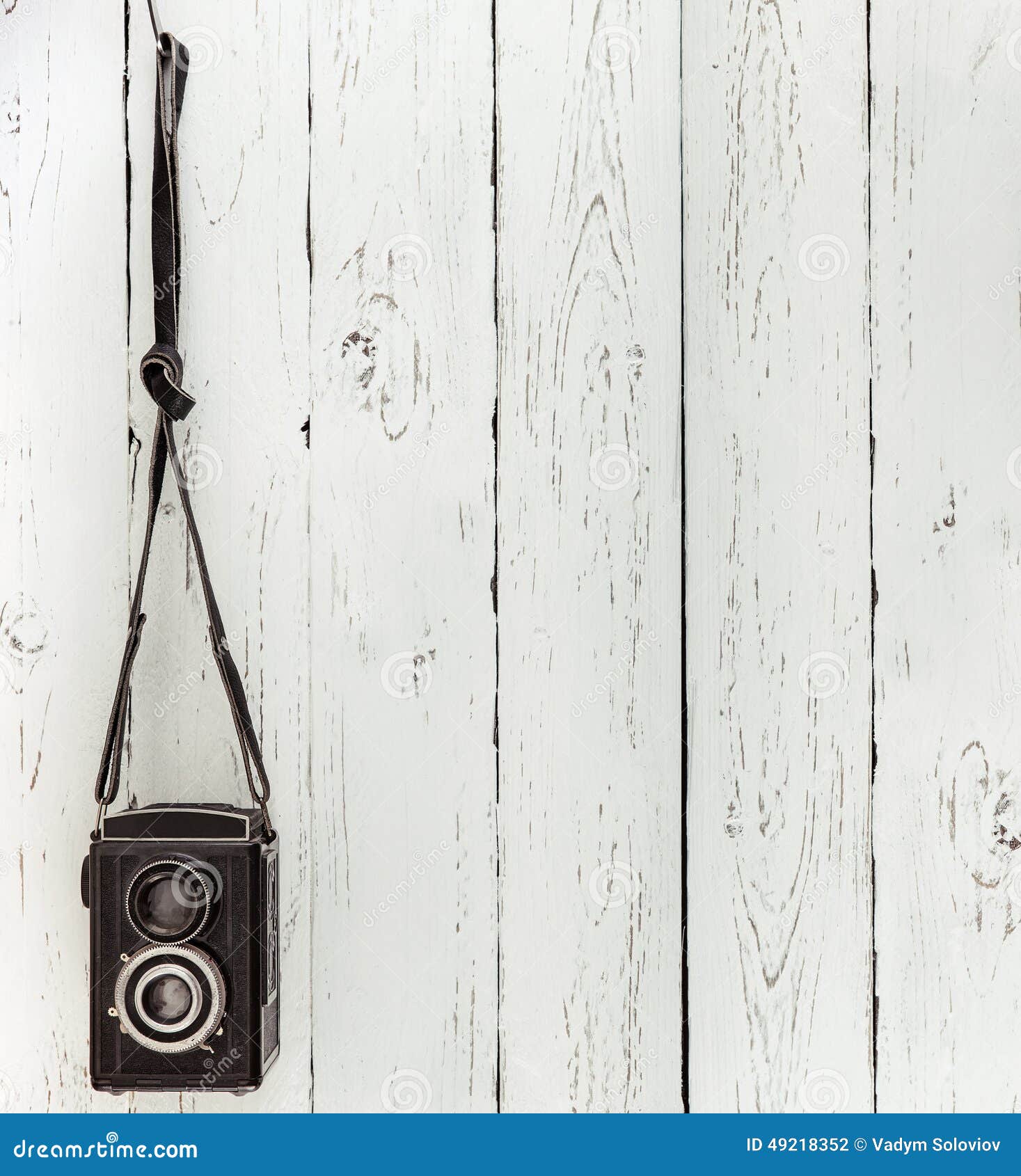 Vintage Medium Format Photo Camera on the Wooden Batten Wall Stock ...