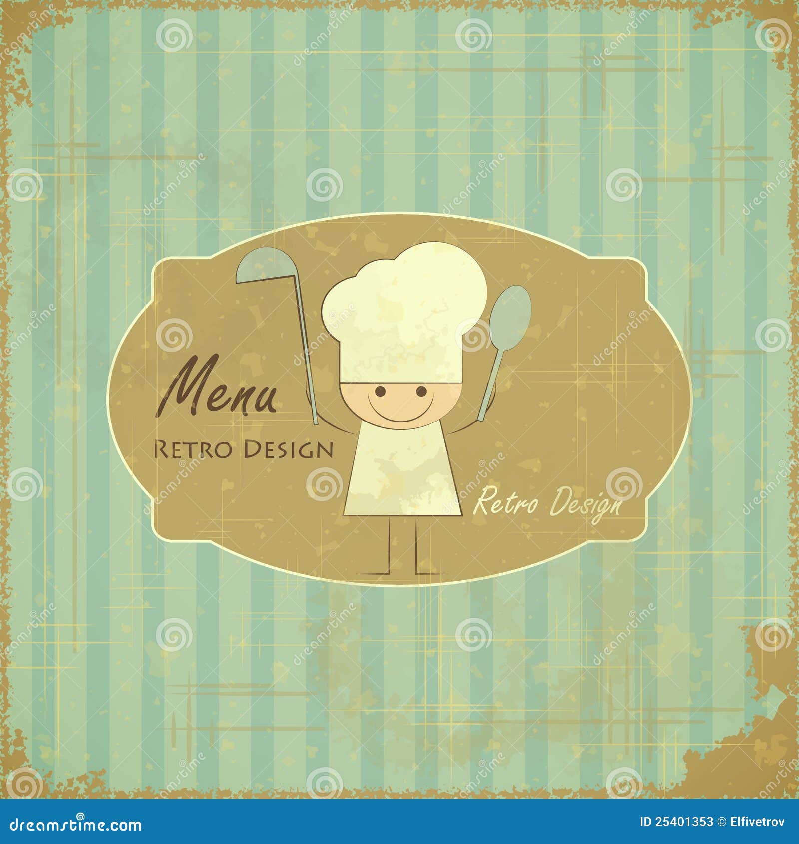 Vintage Menu Card Design with Chef Stock Vector - Illustration of ...