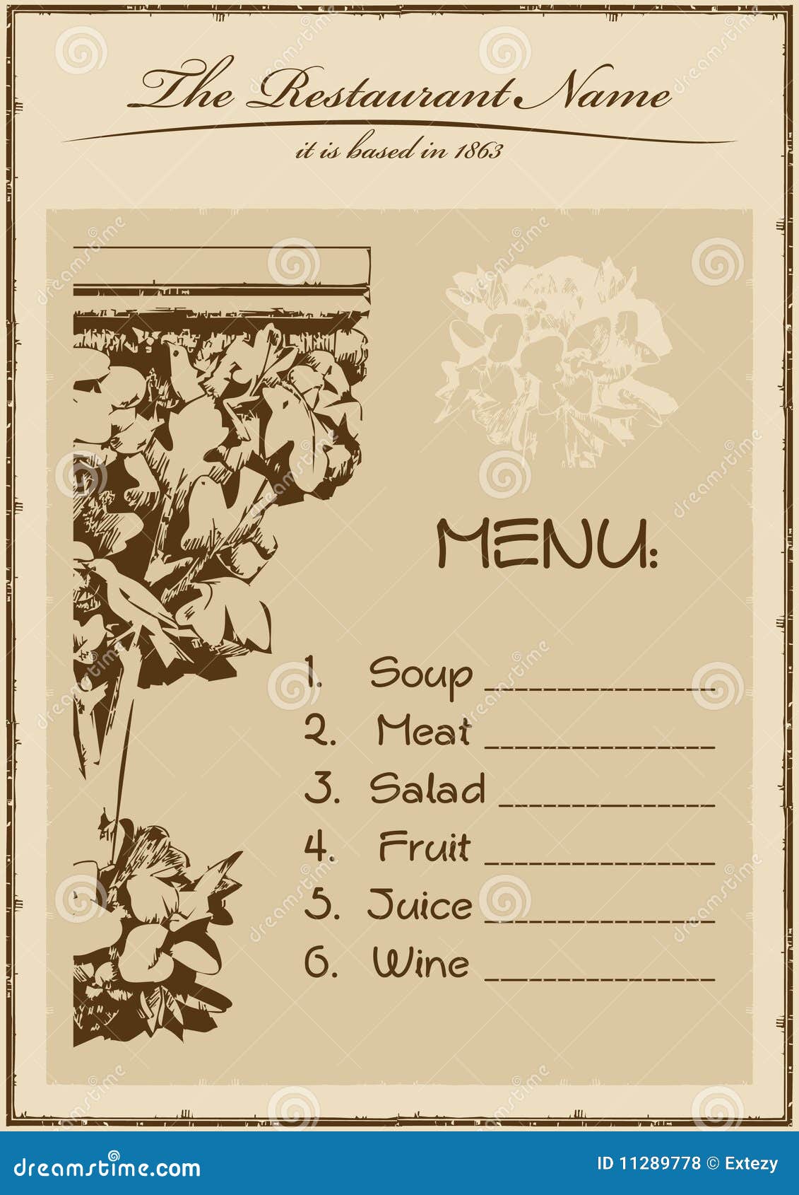 Vintage Menu Card Design With Chef, Birthday Card Vector Illustration ...