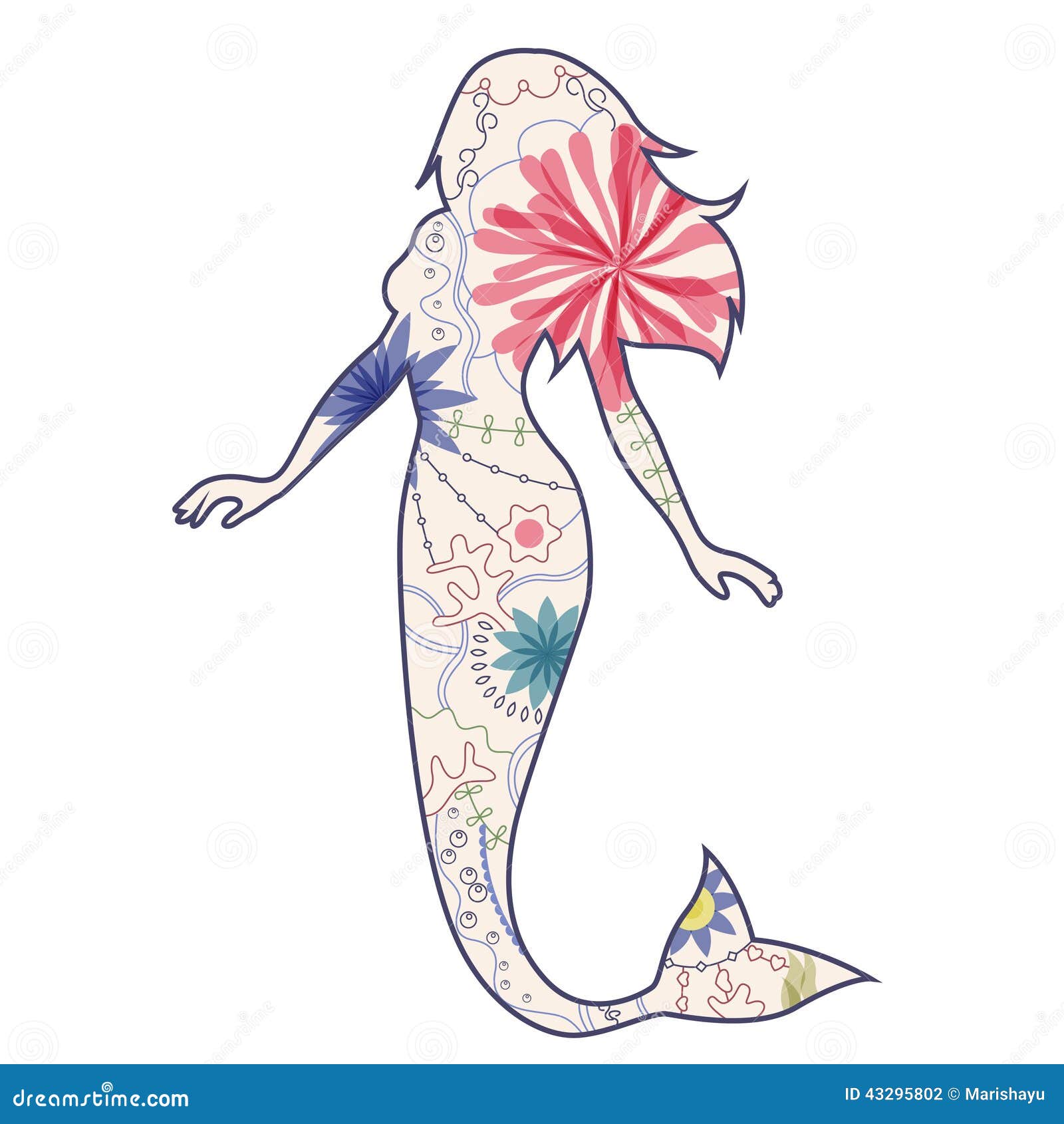 Vintage mermaid stock vector. Illustration of tender - 43295802