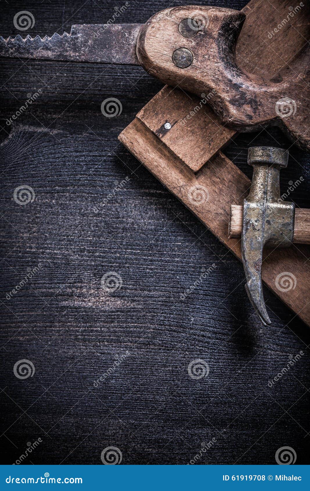 Vintage Messy Tools on Wooden Board Construction Stock Photo - Image of ...