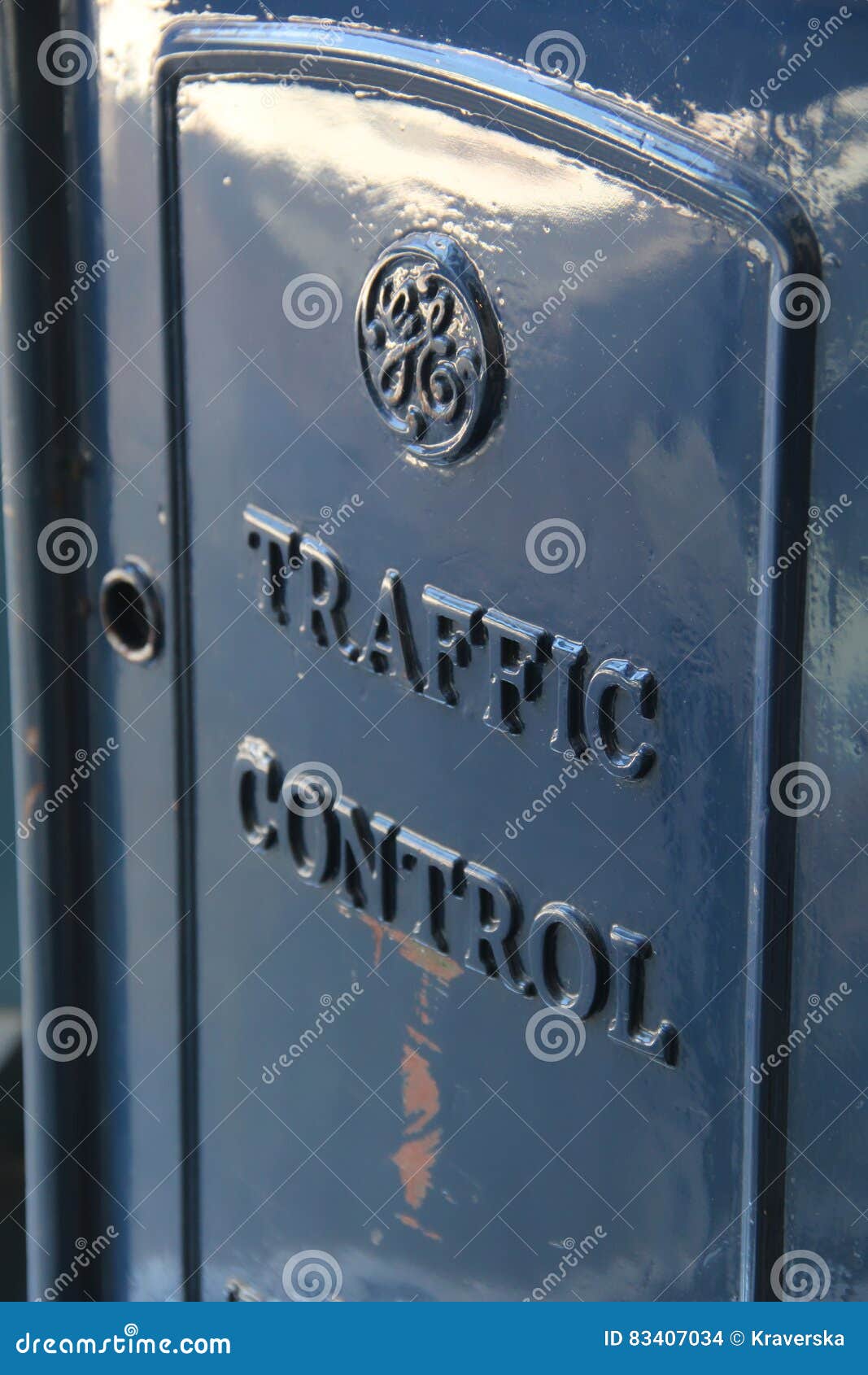 Vintage Metal Box with Traffic Control Sign Stock Photo - Image of blue ...