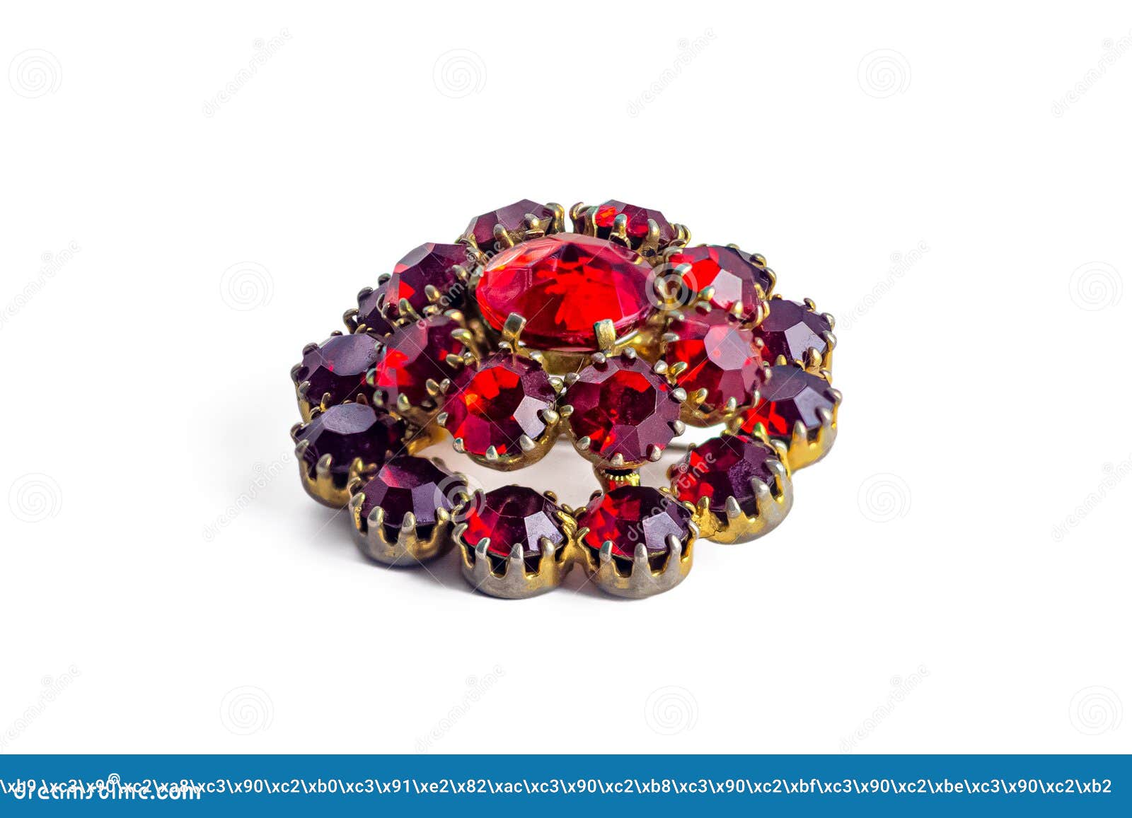 Vintage Metal Brooch with Ruby-colored Stones Stock Image - Image of ...