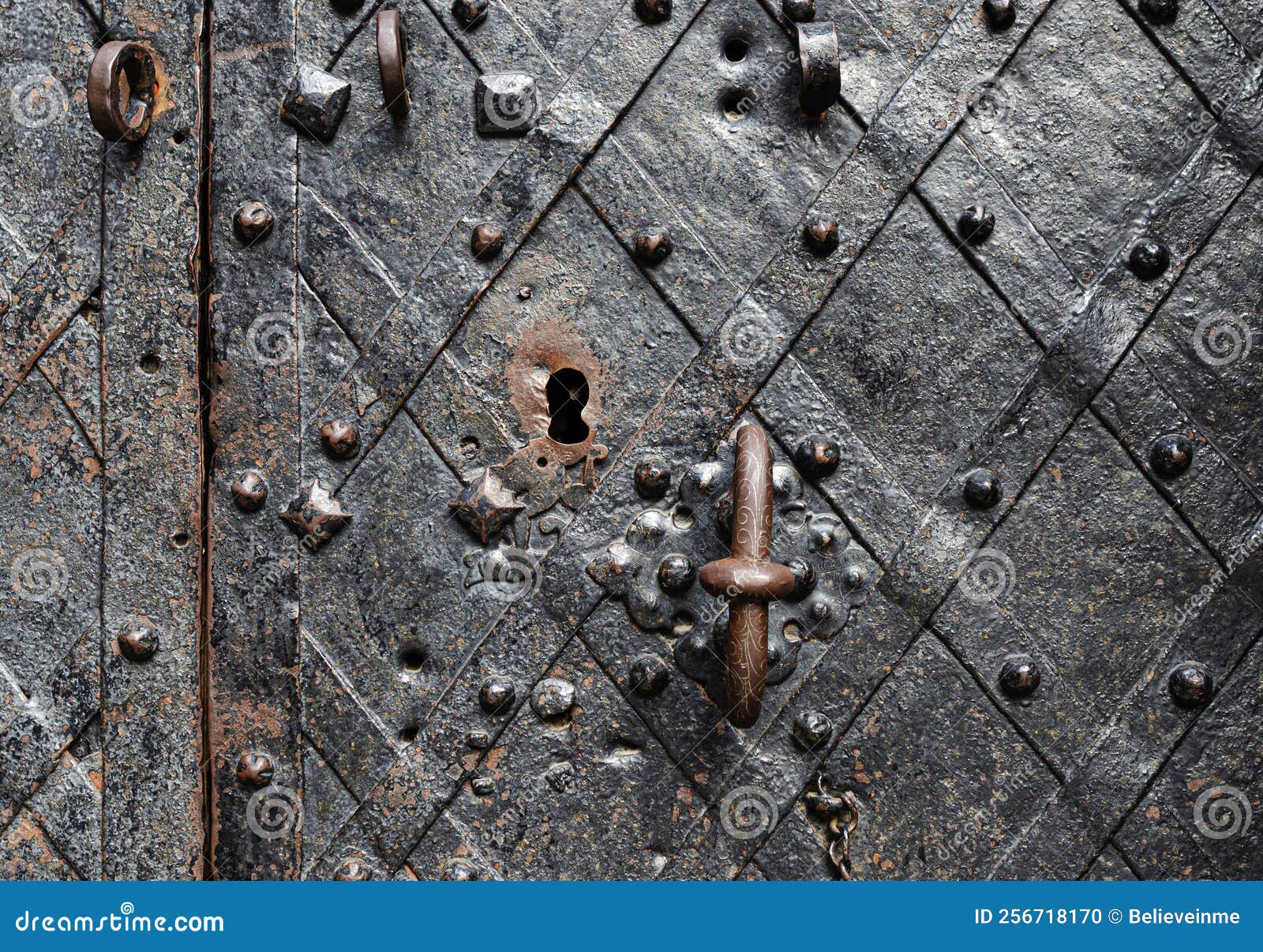 Vintage metal door stock photo. Image of vintage, wooden - 256718170