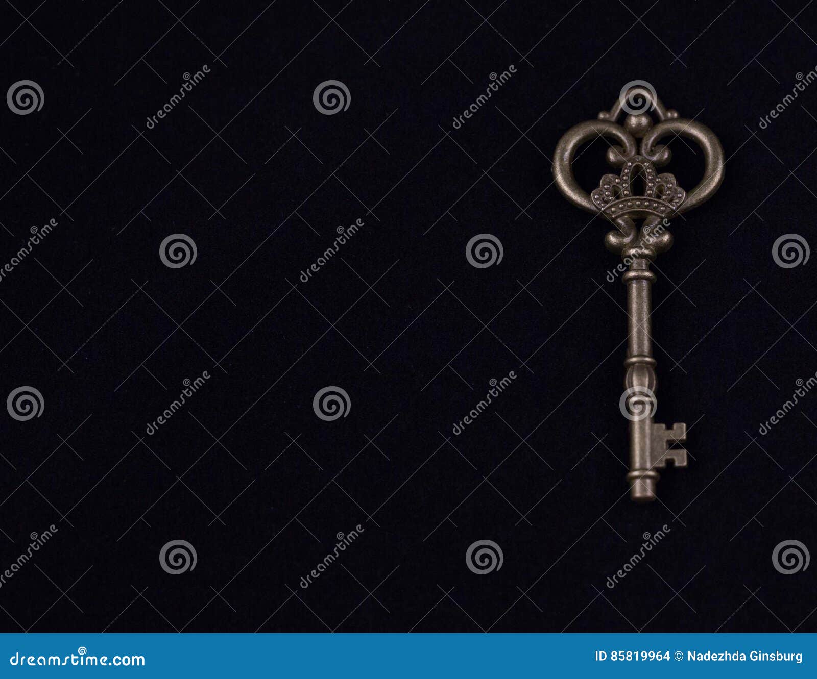 Vintage Metal Key on Black Background Stock Photo - Image of metal ...