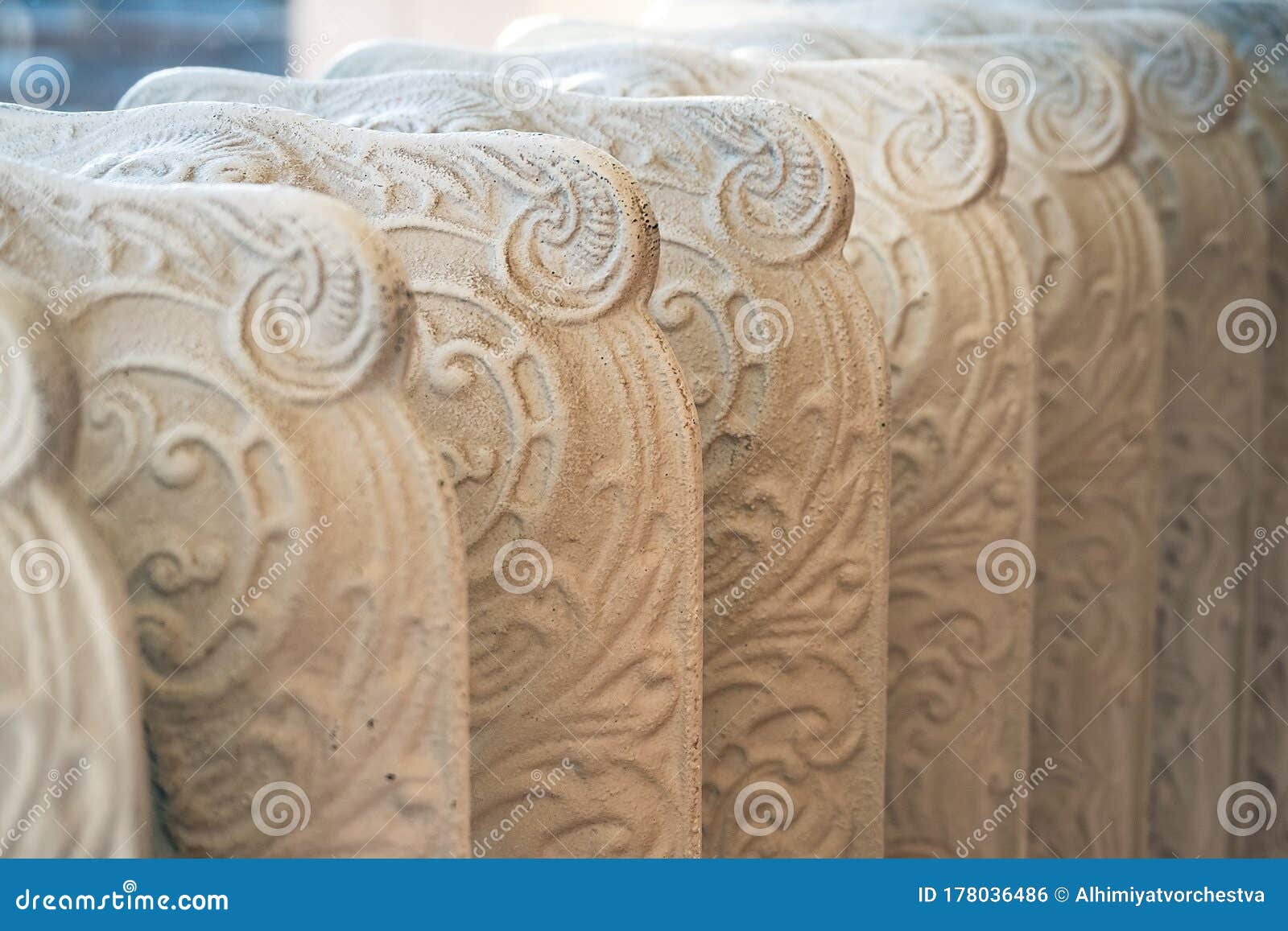 Vintage Metal Radiator with Patterns Stock Photo - Image of system ...