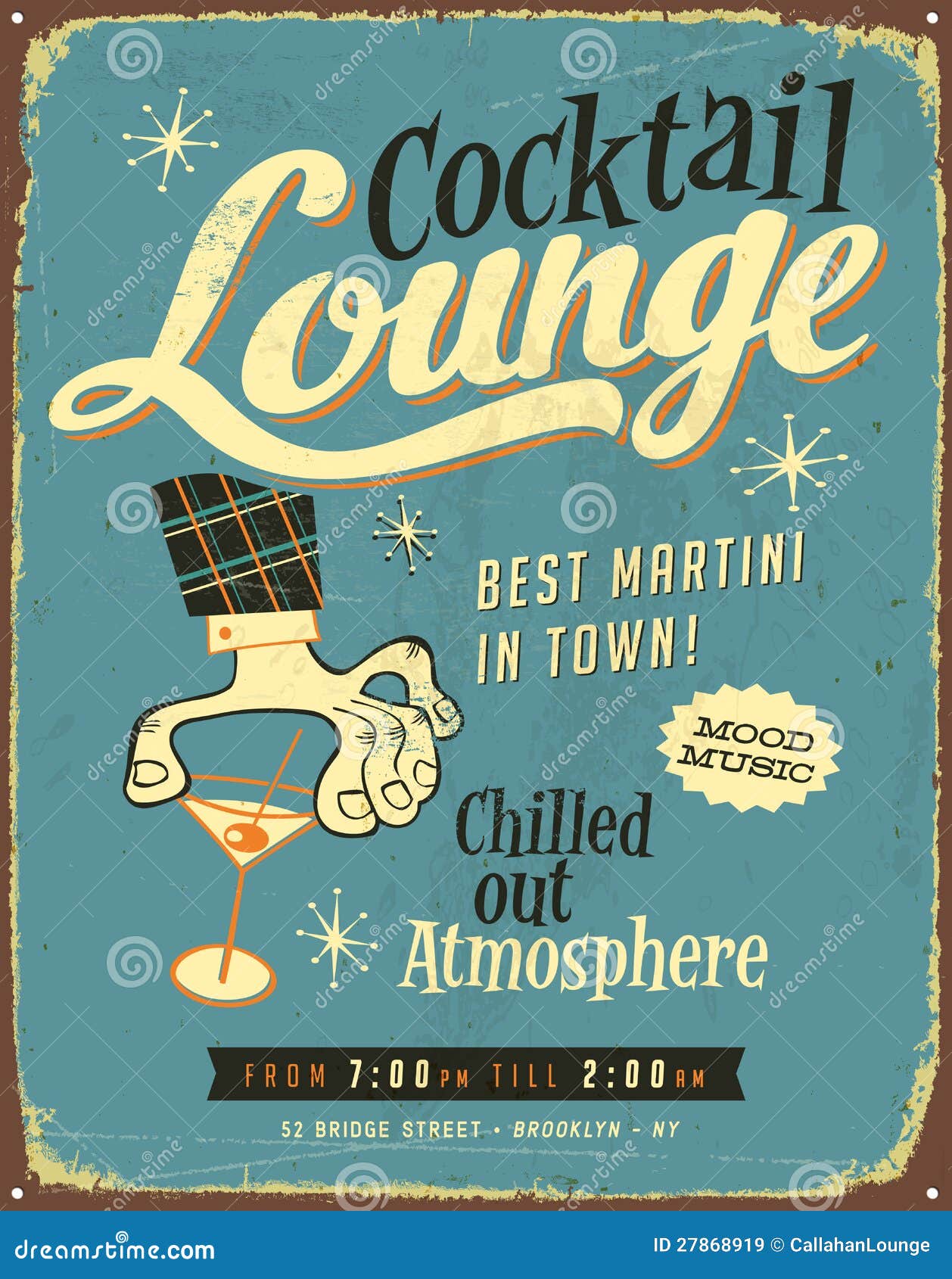 Vintage metal sign stock vector. Illustration of cocktail - 27868919