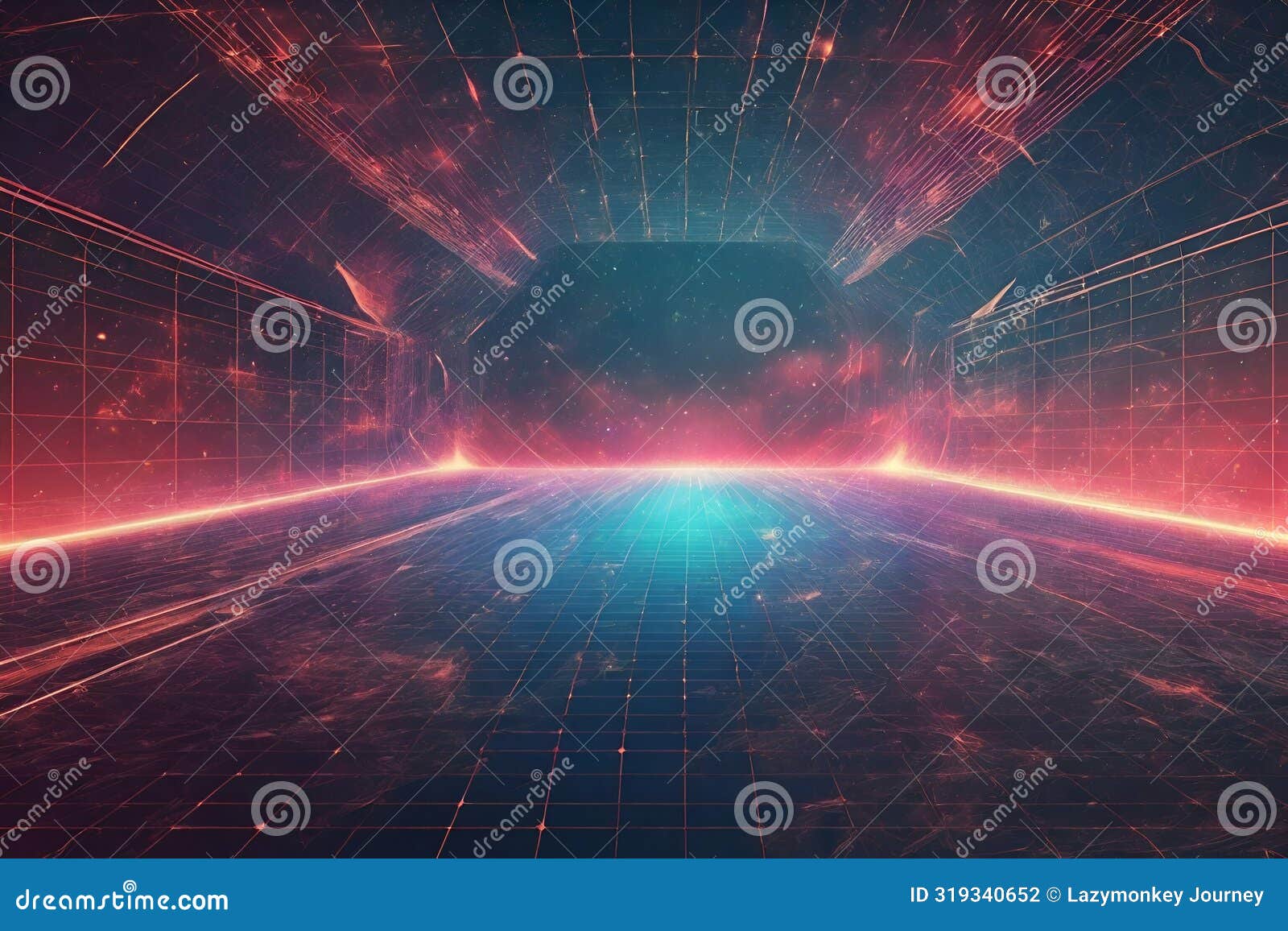 Vintage Metaverse Abstract Background Perspective Laser Grid. Future ...