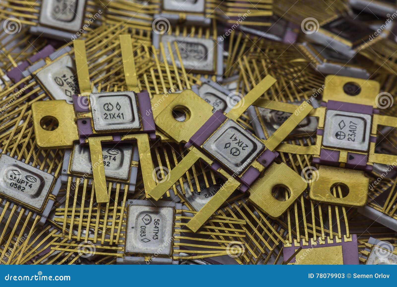 Vintage Microchip, Military Electronics, Goldplated Stock Image - Image ...