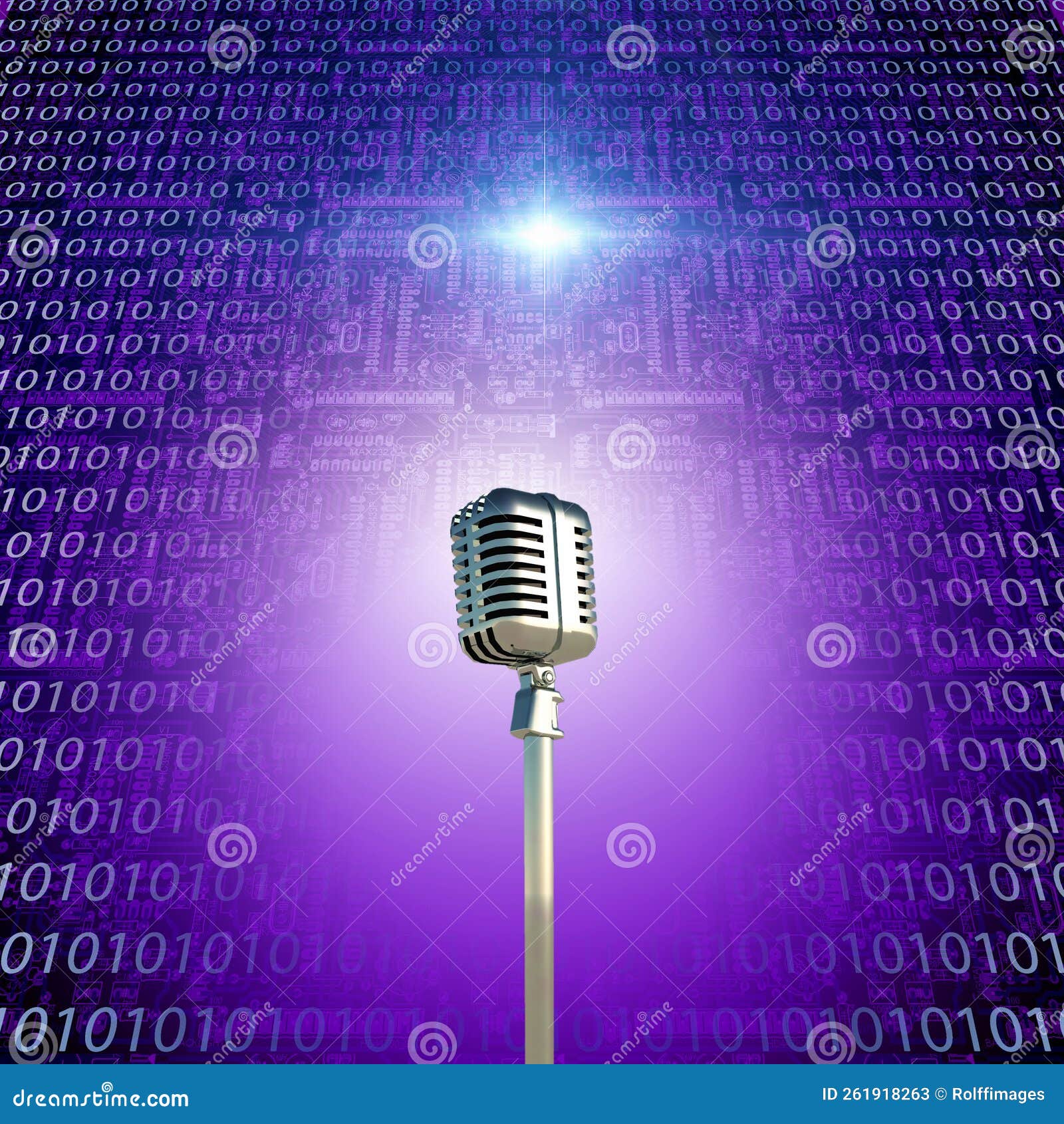 Vintage Microphone and Binary Code Stock Illustration - Illustration of ...