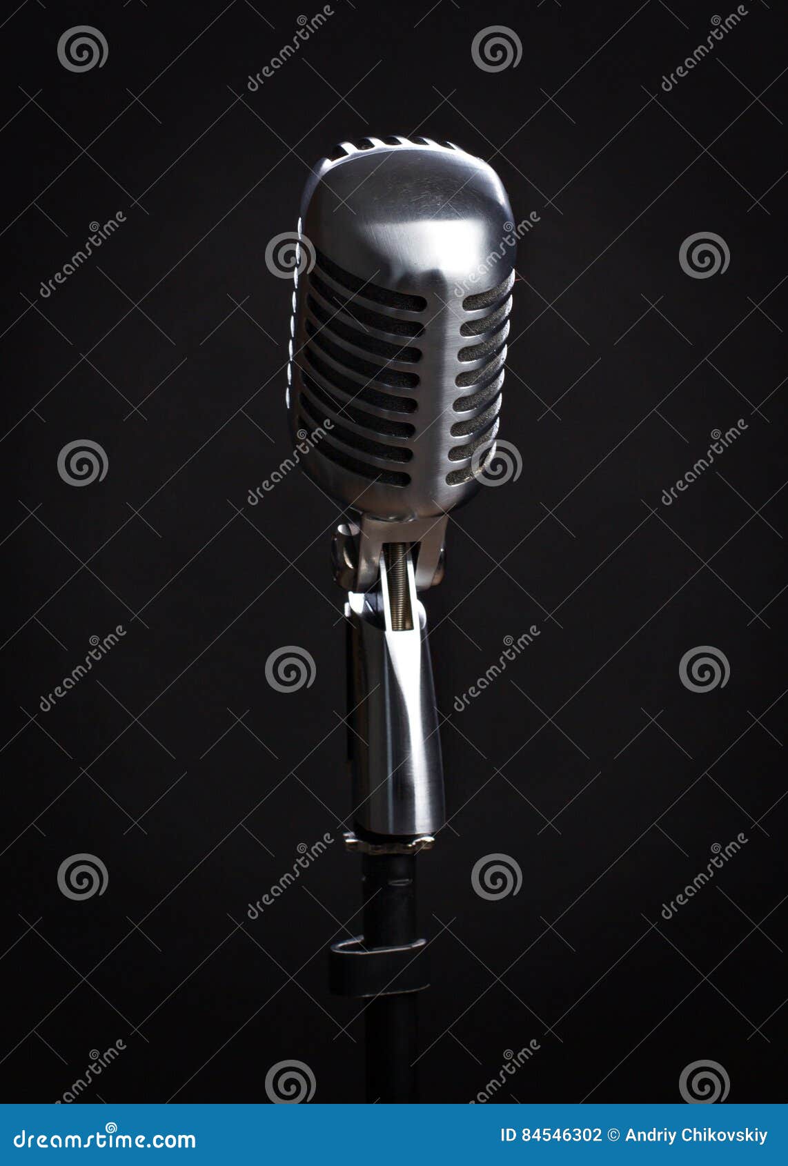 Vintage Microphone on Black Background Stock Photo - Image of retro ...