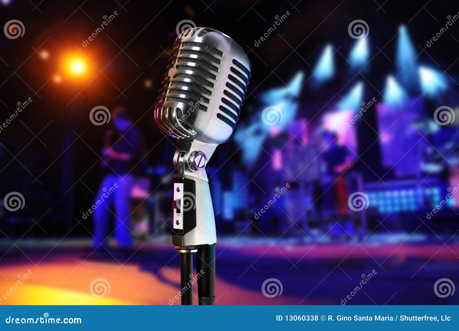 Vintage Microphone with Concert in Background Stock Photo - Image of ...