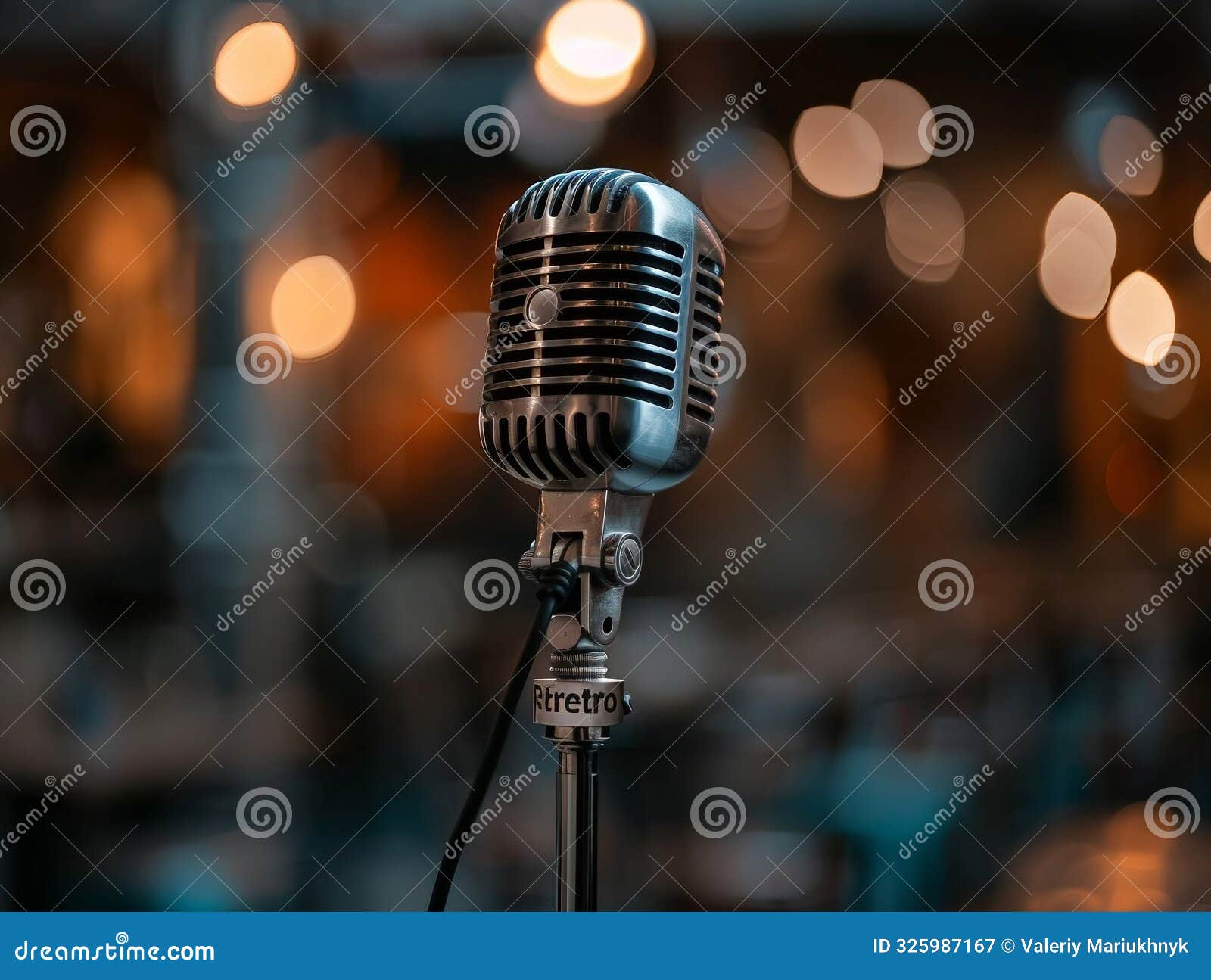Vintage Microphone in Dark Setting with Spotlight Effect. Generative AI ...