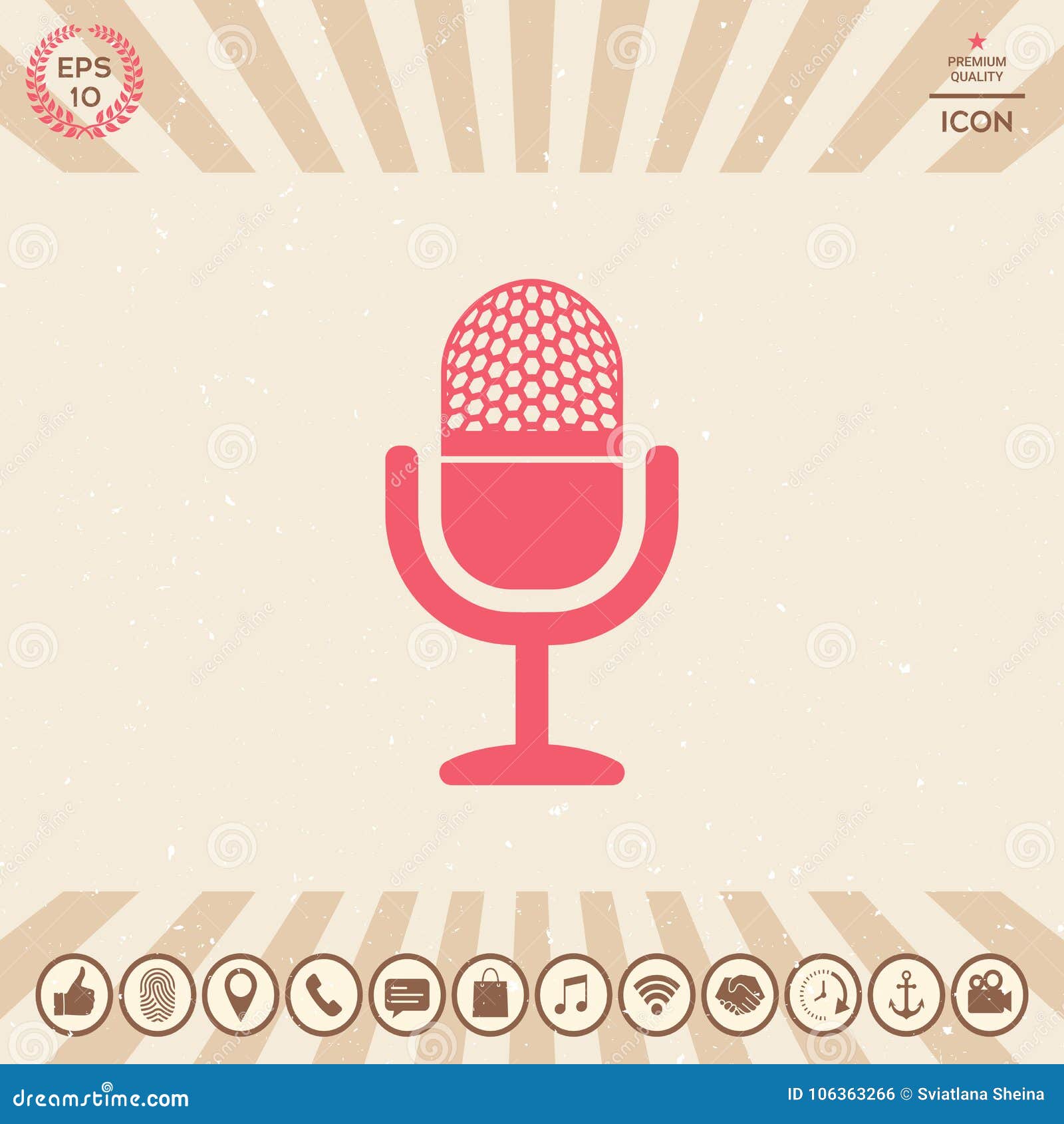Vintage microphone icon stock vector. Illustration of media - 106363266