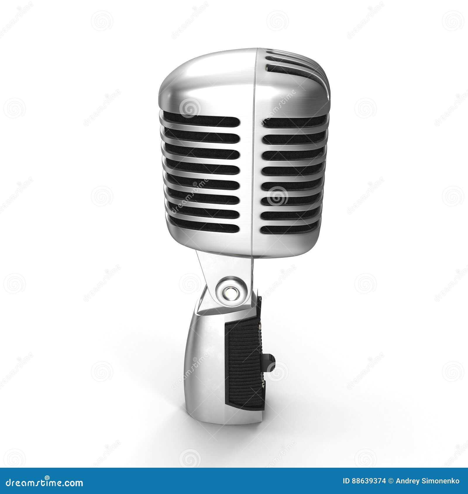 Vintage Microphone Isolated White Side View 3d Illustration Stock ...