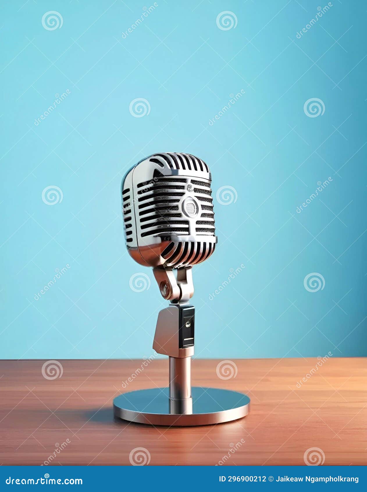 Vintage Microphone on a Light Blue Background Stock Photo - Image of ...