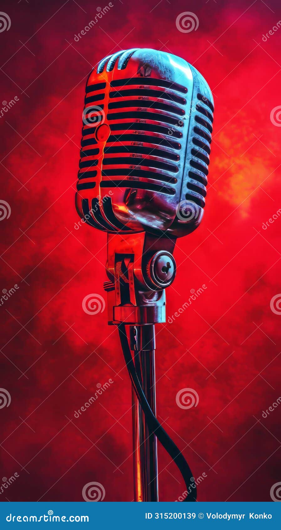 Vintage Microphone on Red Background Stock Image - Image of stage ...
