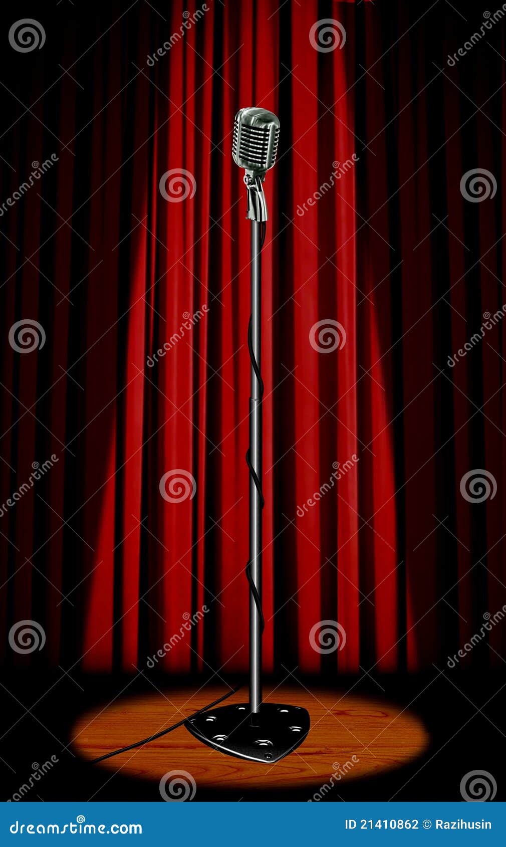 Vintage Microphone with Red Curtain Stock Photo - Image of music ...