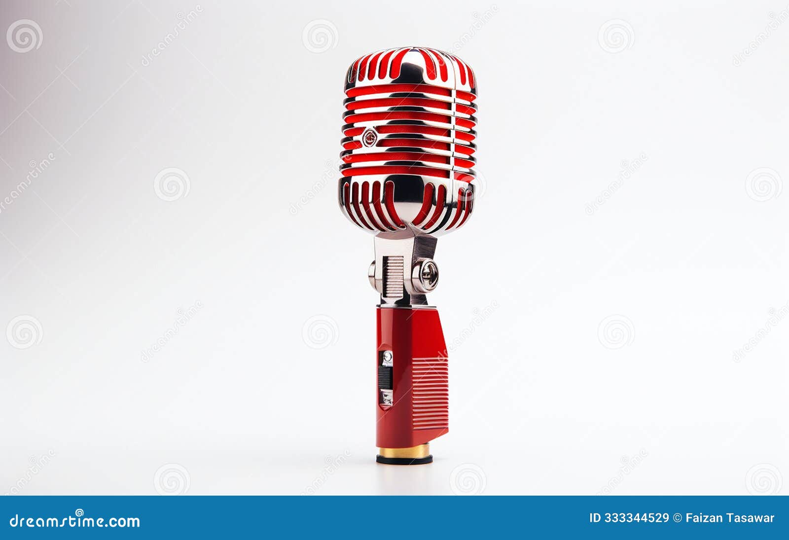 Vintage Microphone Red White Background -Generative Ai Stock ...