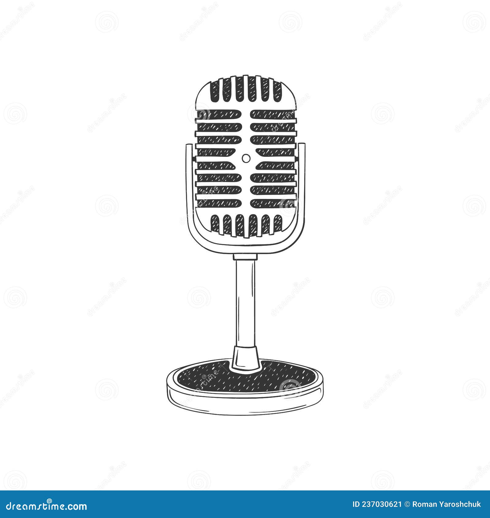 Vintage Microphone. Retro Hand-drawn Microphone. Illustration in Sketch ...